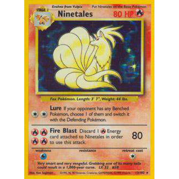 Pokemon Base Set Rare Holo Ninetales #12 (Lightly Played) - Walmart ...