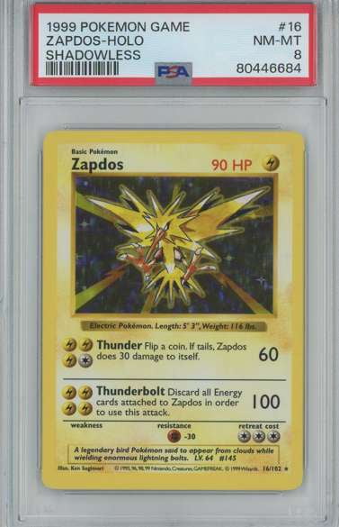 Pokemon Base Set Zapdos Graded Card (Shadowless) - Walmart.com