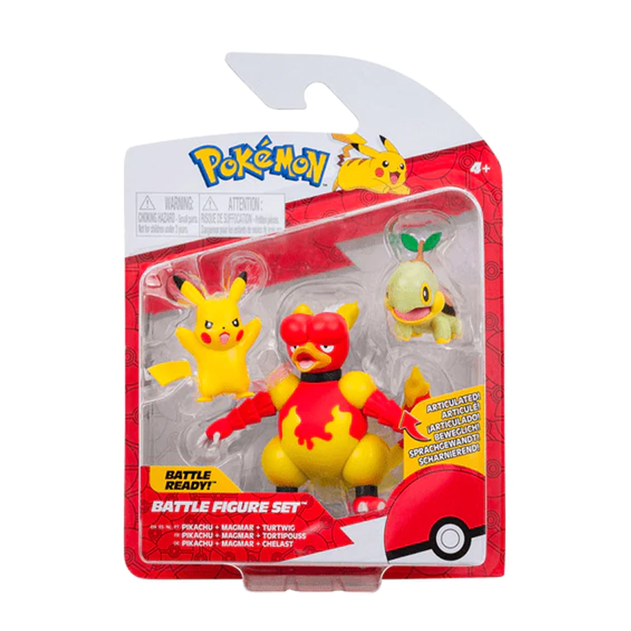 Walmart Pokemon Action Toys 3 Pack: Turtwig, Pikachu, Magmar - Ready ...