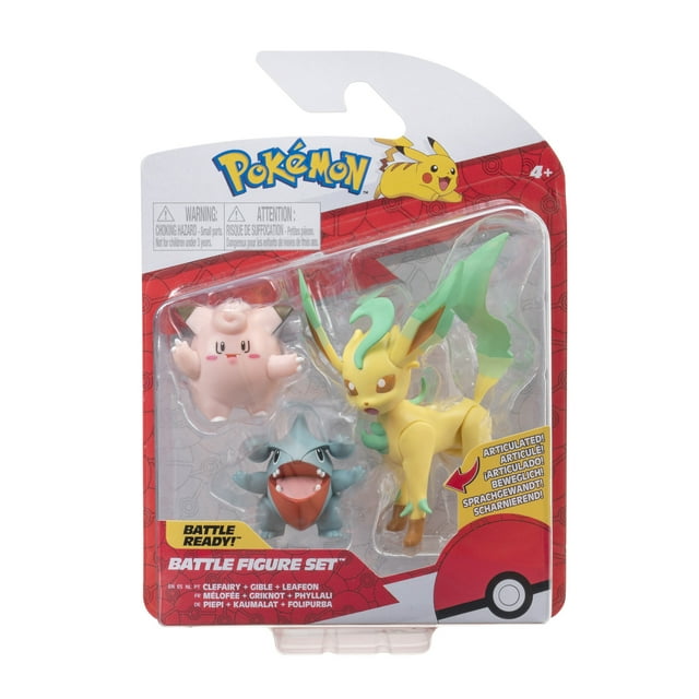 Pokemon Battle Figure 3 Pack - Features 2 inch Clefairy, Gible and 3 inch Leafeon - Walmart.com