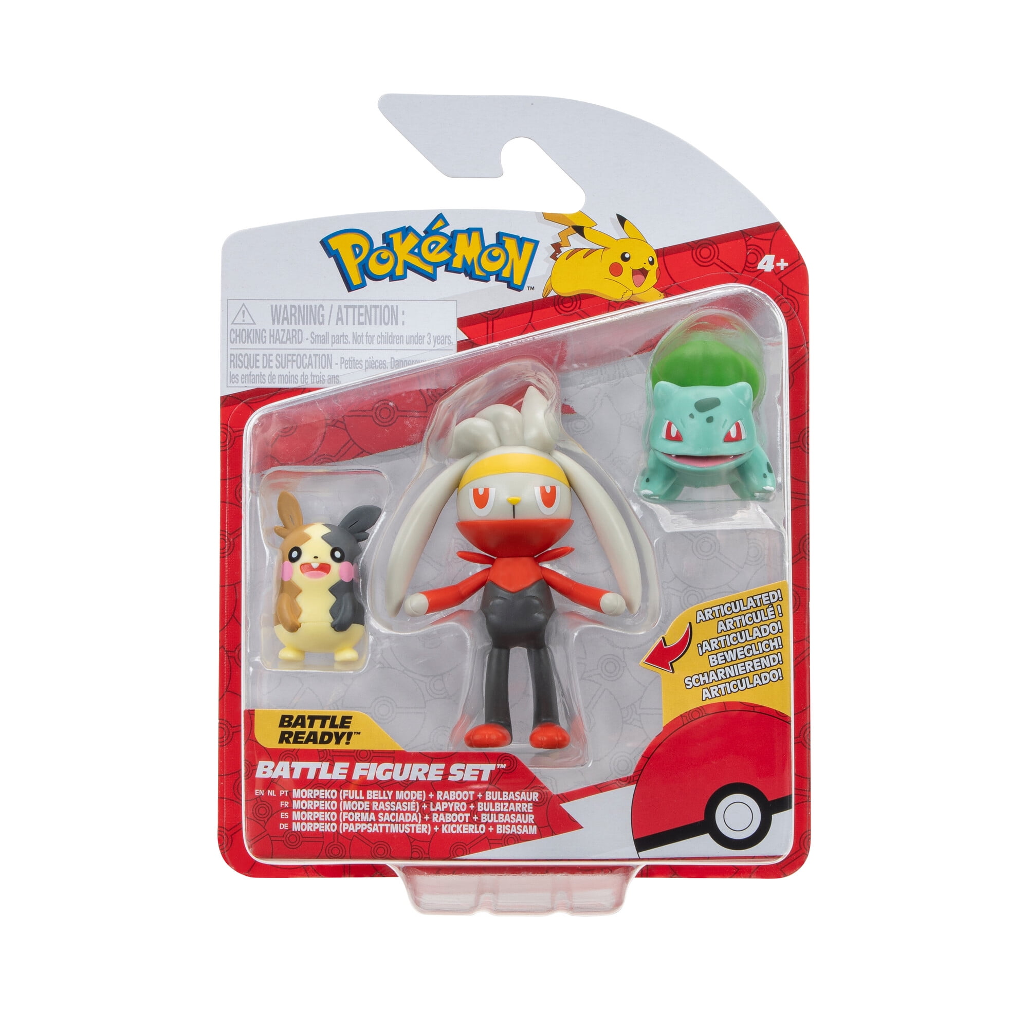 Pokemon Battle Figure 3 Pack - Features 2 inch Morpeko and Bulbasaur ...