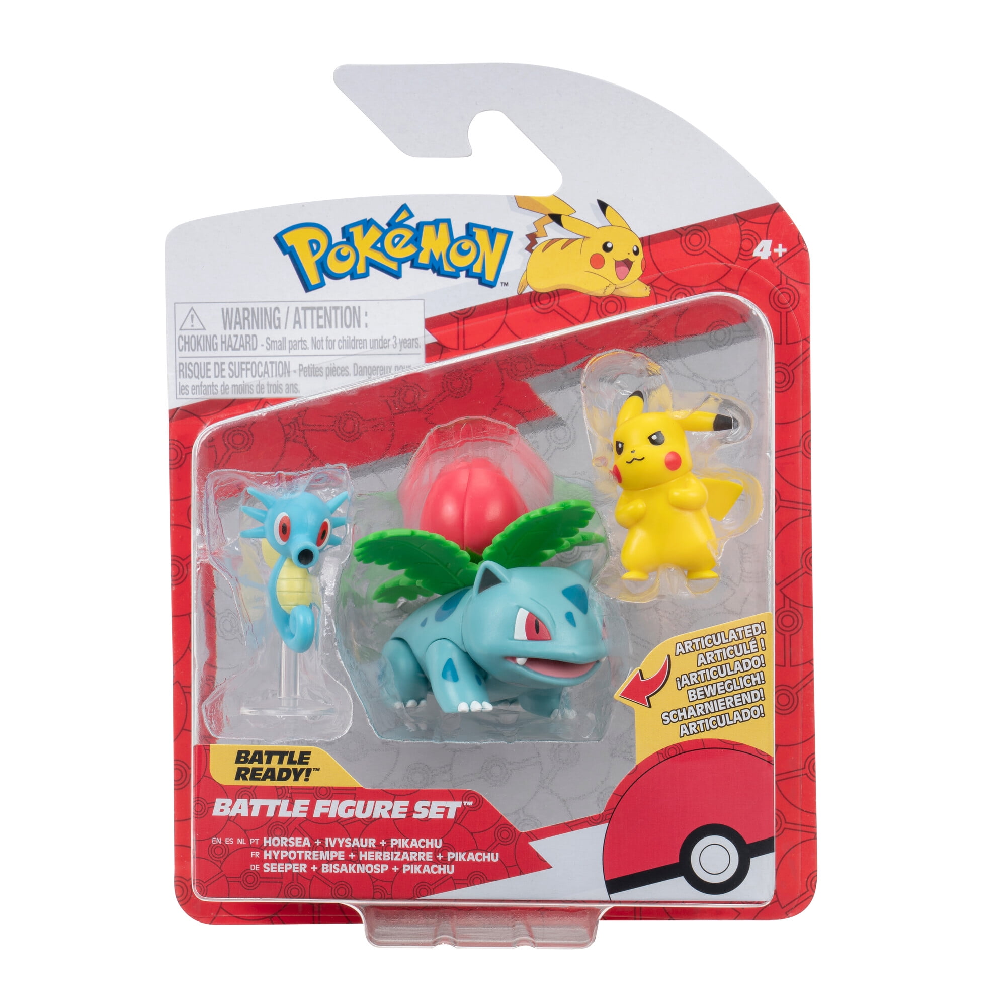 Pokemon Battle Figure 3 Pack - Features 2 inch Pikachu and Horsea and 3 inch Ivysaur - Walmart.com