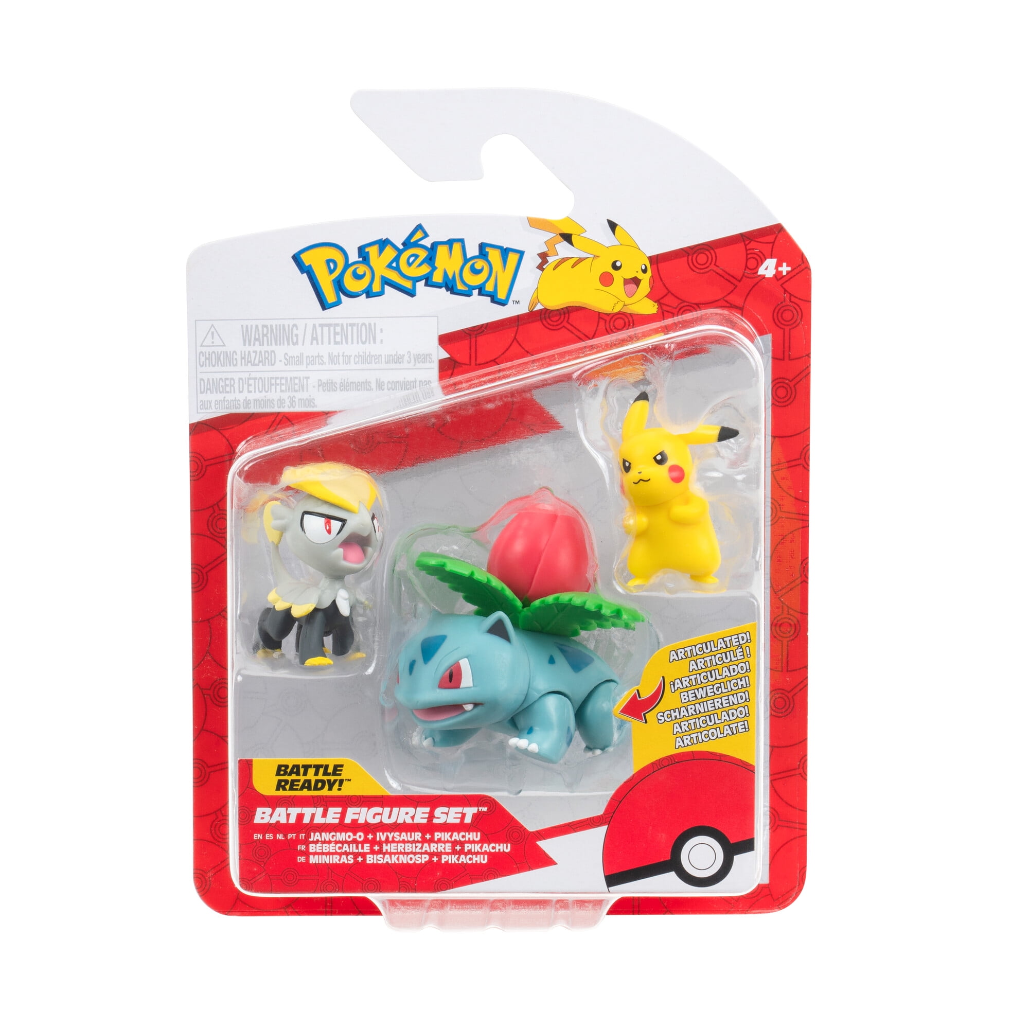 Pokemon Battle Figure 3 Pack - Features 2 inch Pikachu and Jangmo-o and 3 inch Ivysaur - Walmart.com