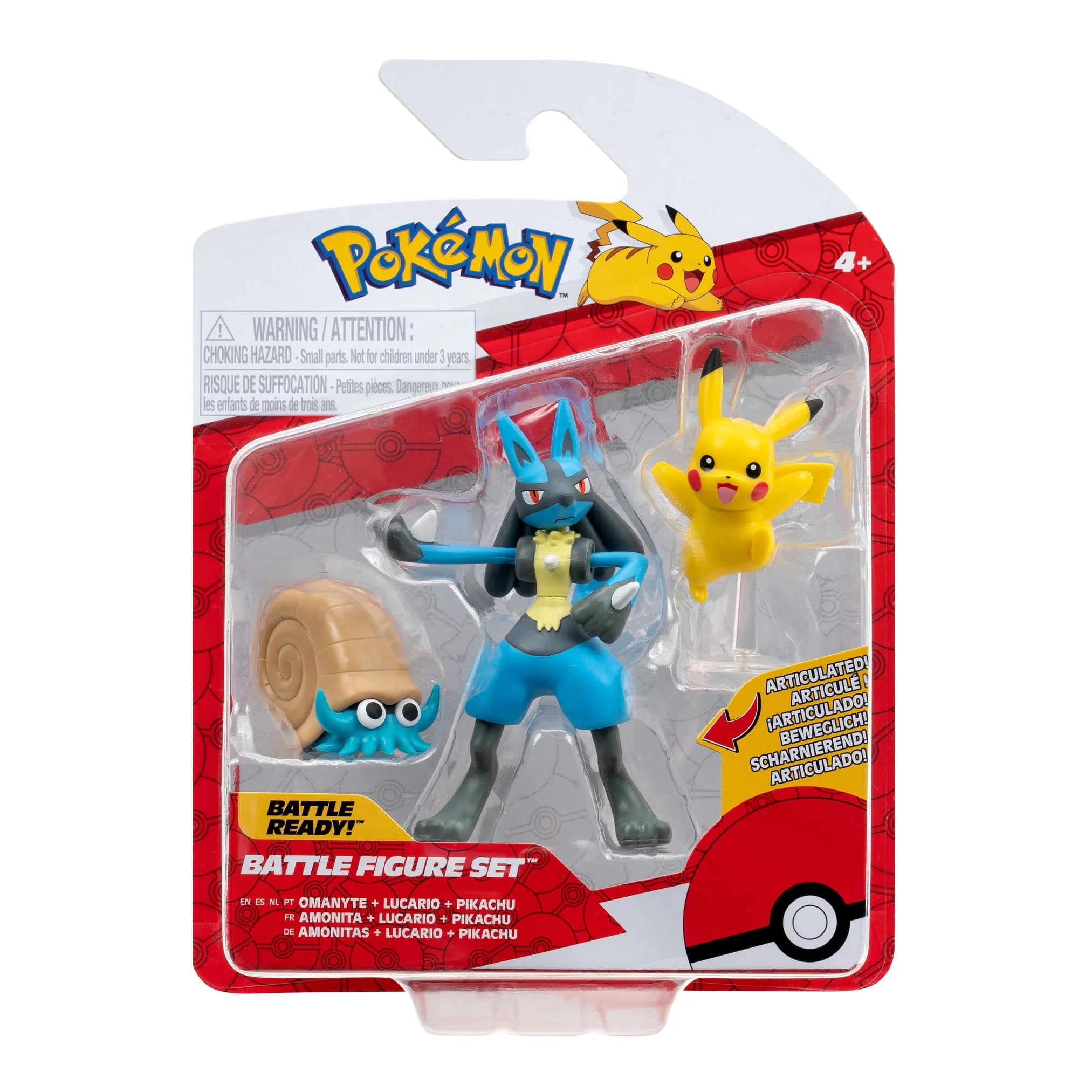 Pokemon Battle Figure 3 Pack Set: Omanyte, Lucario, Pikachu - Walmart.com