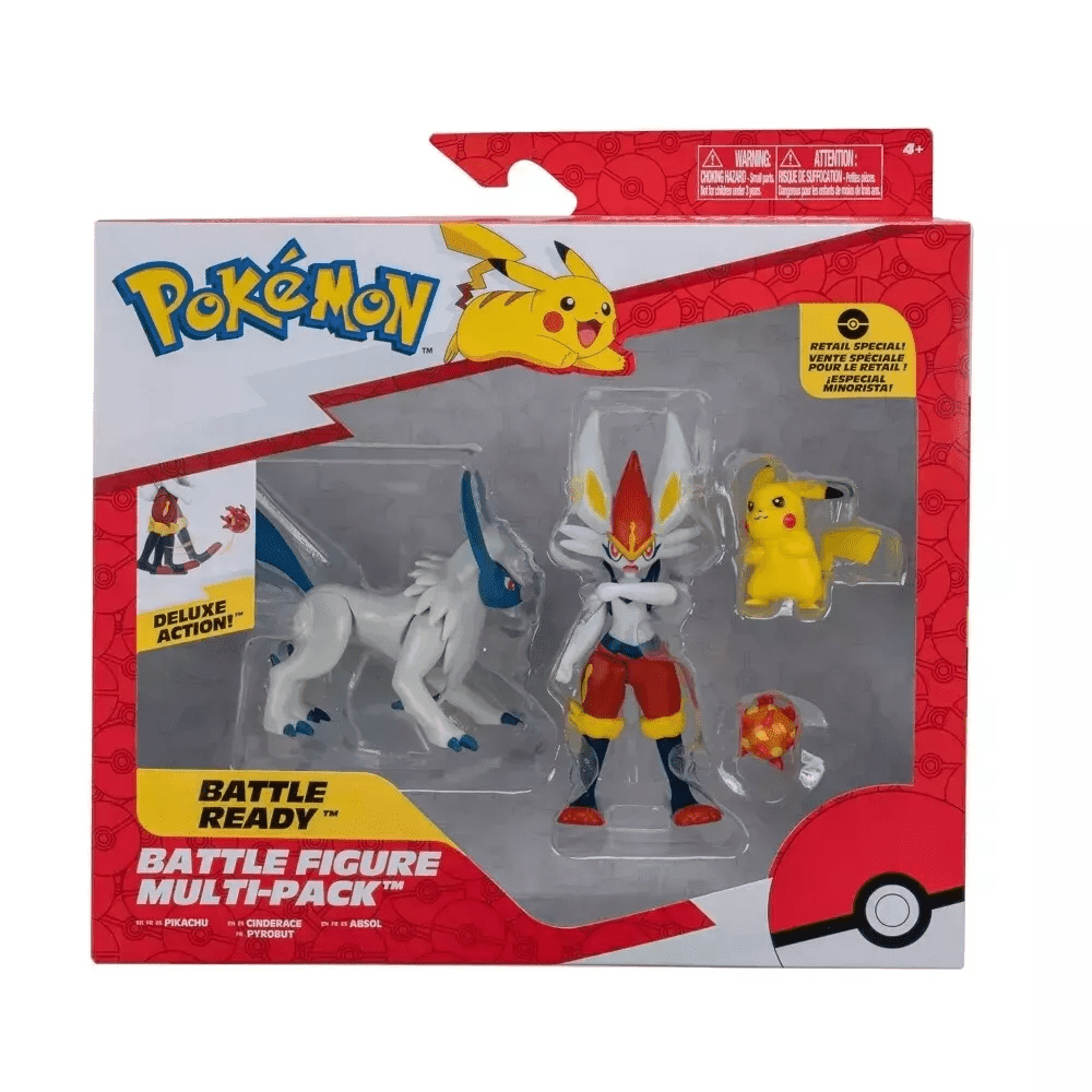 Pokemon Battle Figure Multipack - Pikachu, Absol, & Cinderace 3 Pack ...