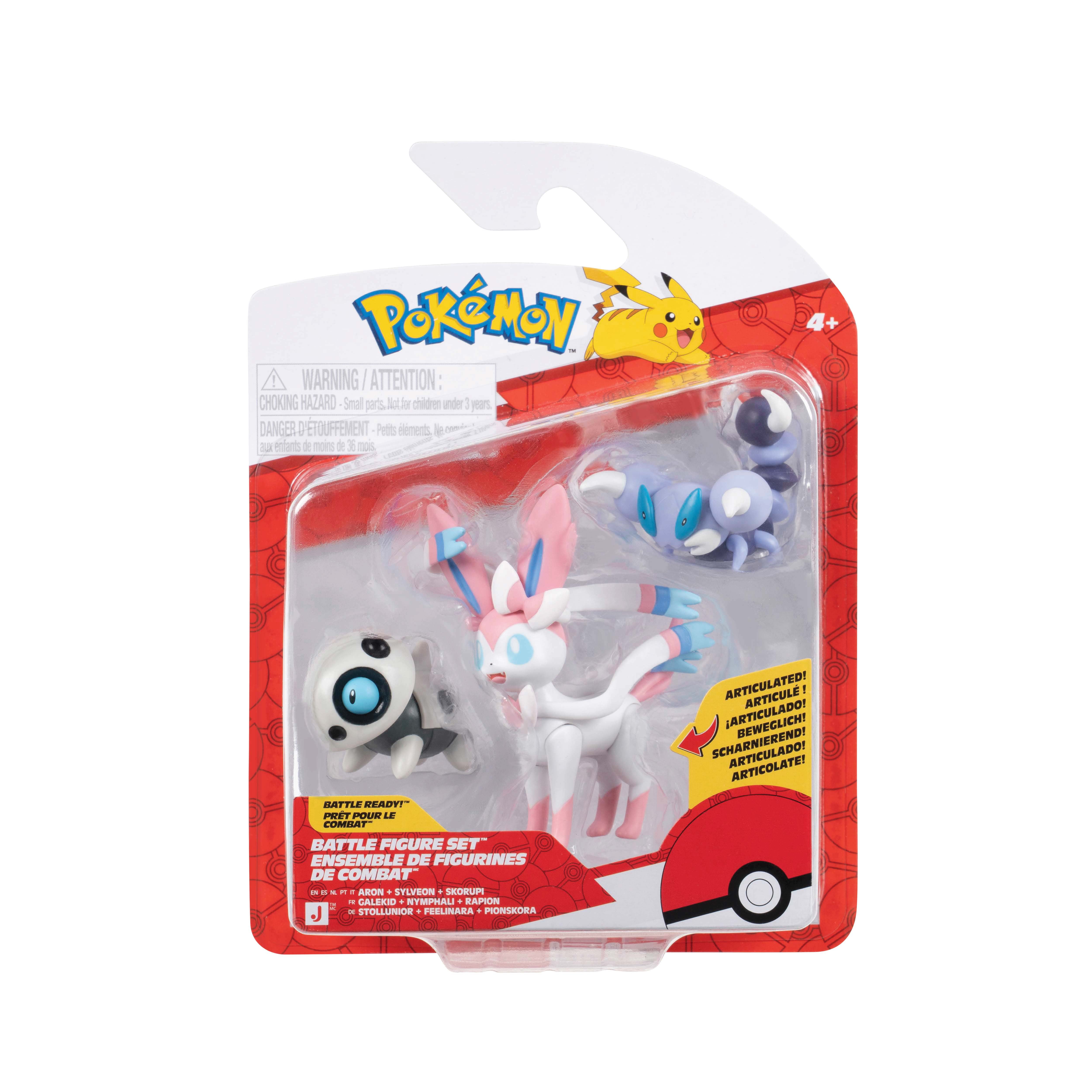 Pokemon Battle Figure Set 3 Pack: Aron, Skorupi, Sylveon Collectible ...
