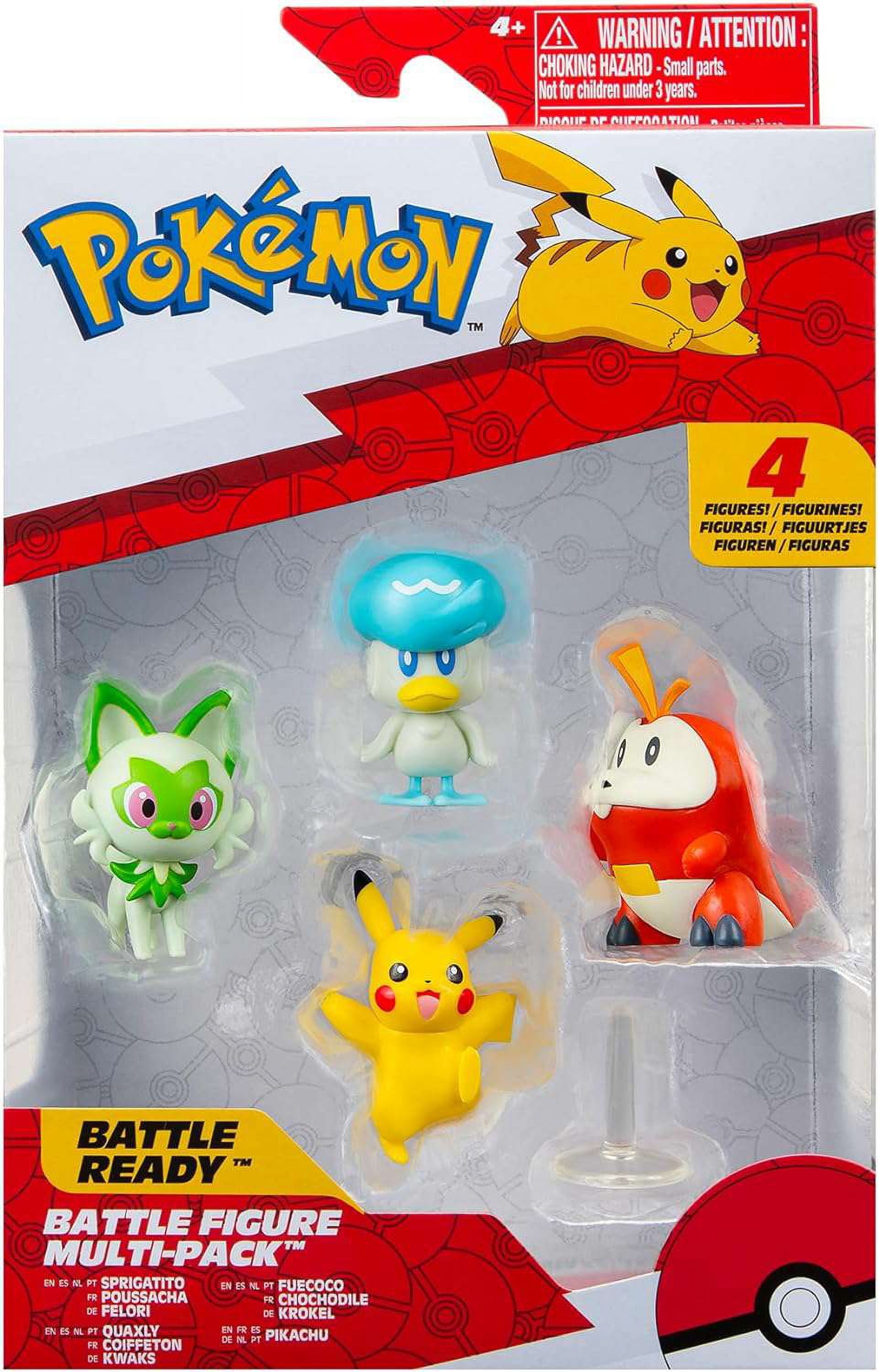 Pokemon Battle Figure Sprigatito, Quaxly, Fuecoco & Pikachu Mini Figure ...