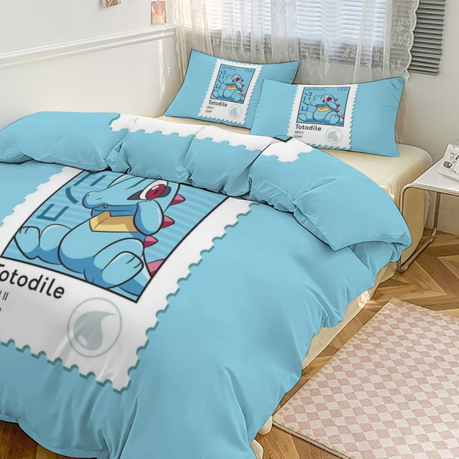 Pokemon Bedding Set Anime Three-piece for Boys Girls Teens Full ...