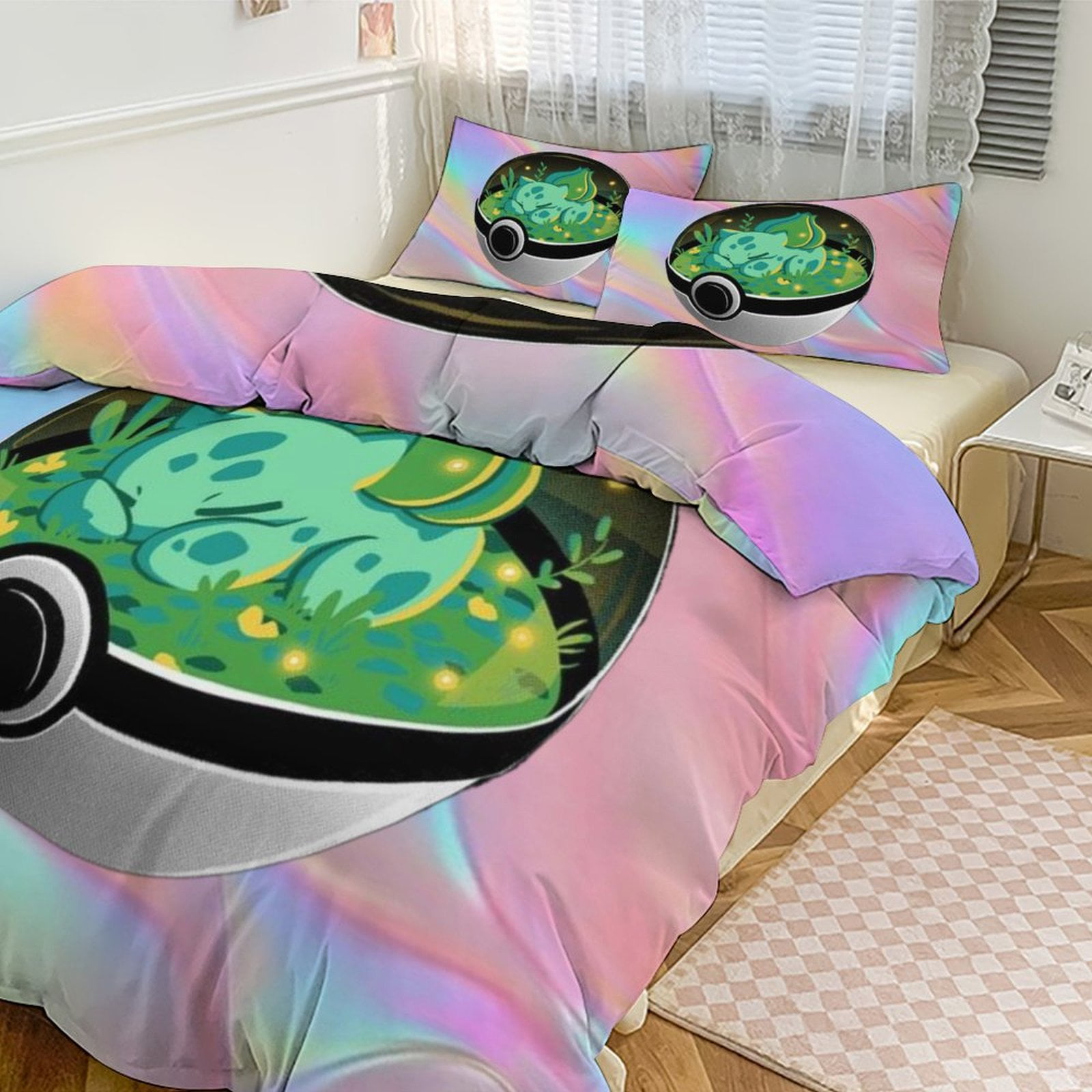 Pokemon Bedding Set Anime Three-piece for Boys Girls Teens Full ...