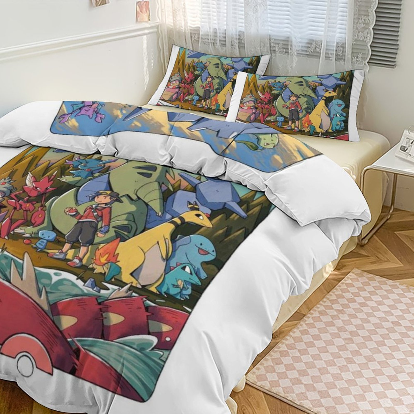 Pokemon Bedding Set Anime Three-piece for Boys Girls Teens King ...