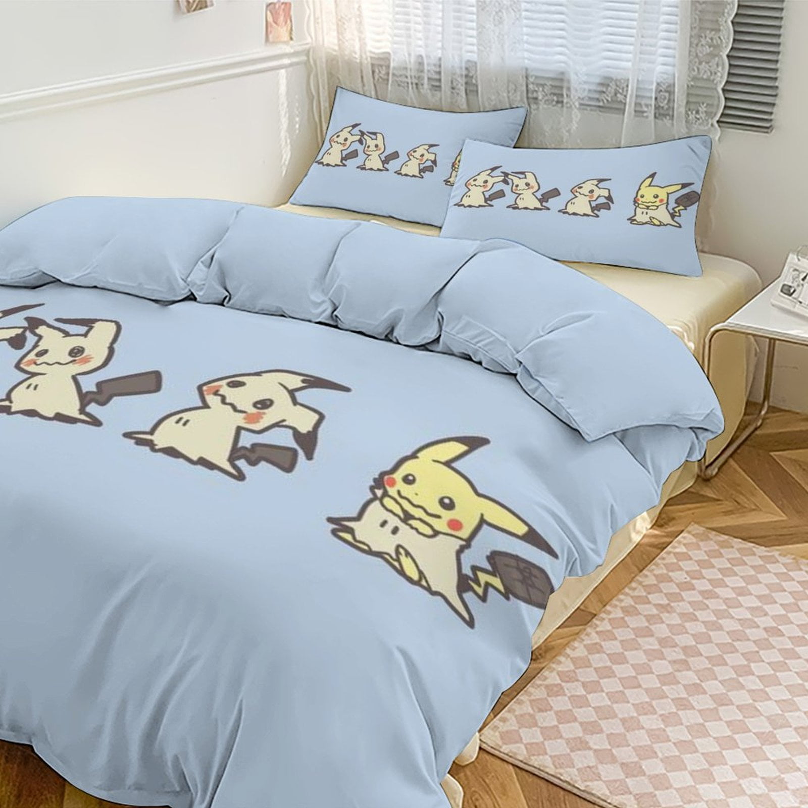 Pokemon Bedding Set Anime Three Piece For Boys Girls Teens King