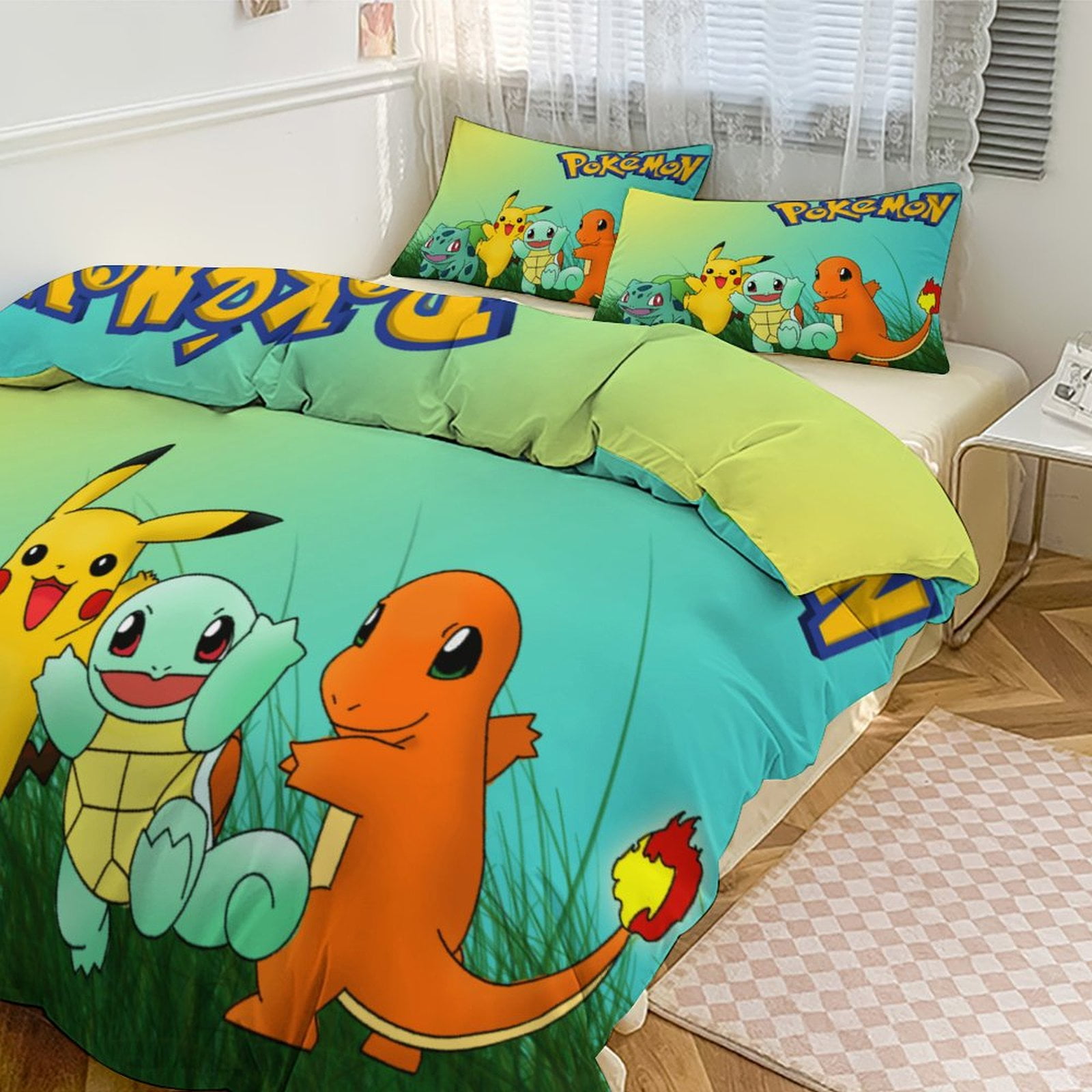 Pokemon Bedding Set Anime Three-piece for Boys Girls Teens King ...