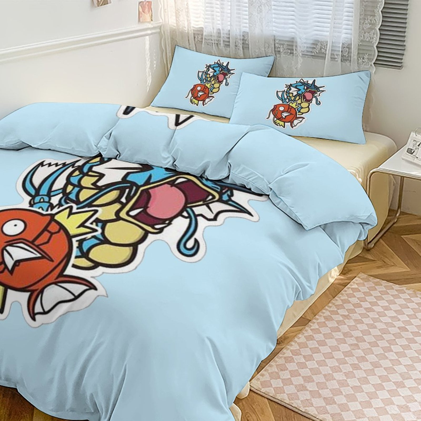 Pokemon Bedding Set Anime Three Piece For Boys Girls Teens King