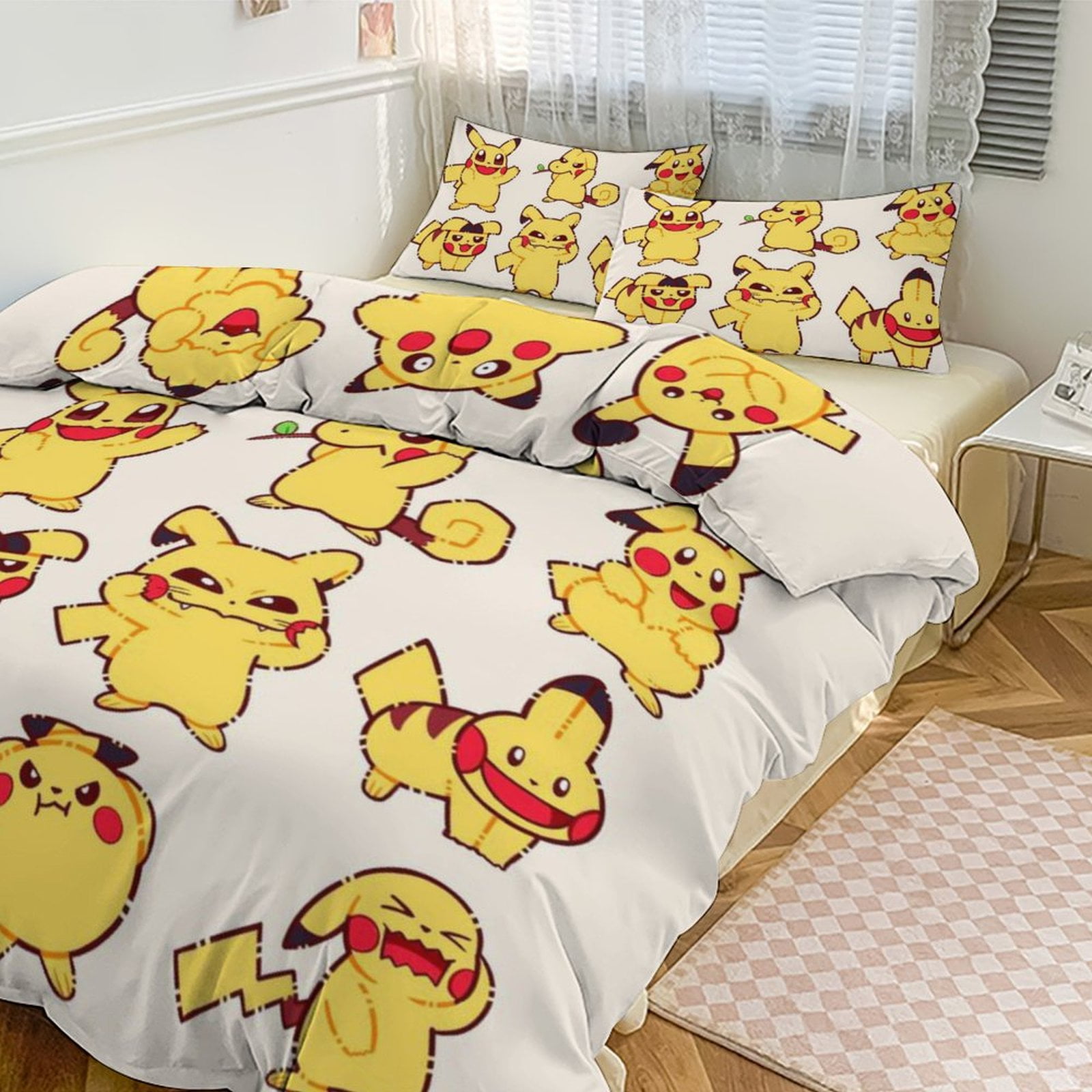 Pokemon Bedding Set Anime Three Piece For Boys Girls Teens King