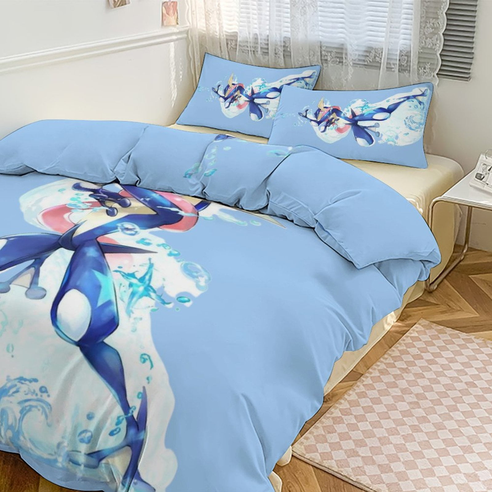 Pokemon Bedding Set Anime Three Piece For Boys Girls Teens King
