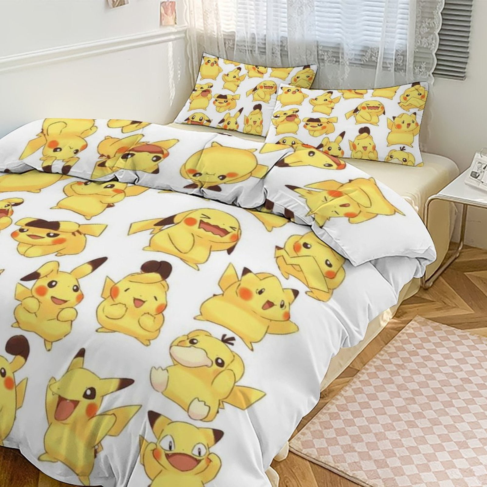 Pokemon Bedding Set Anime Three-piece for Boys Girls Teens King ...