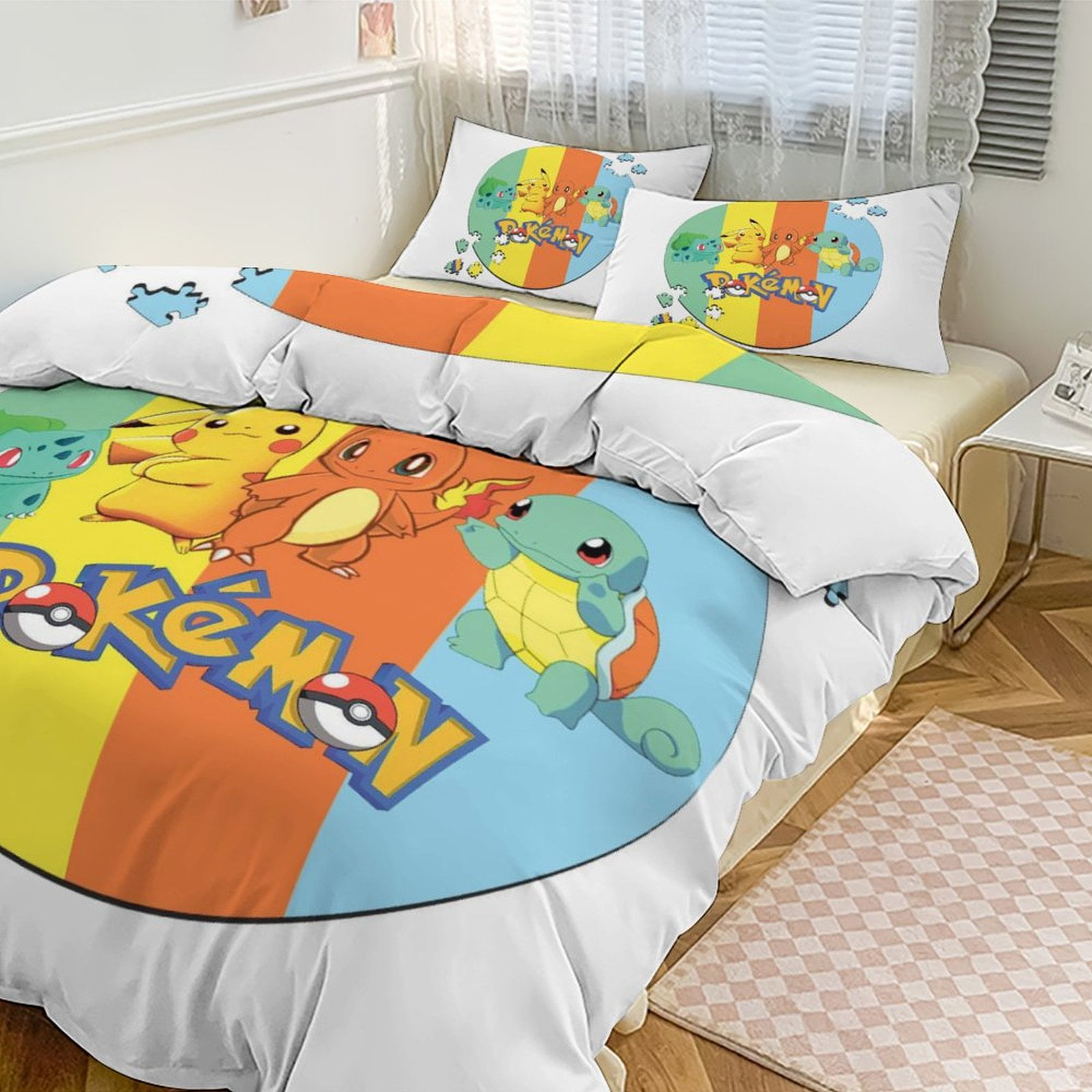Pokemon Bedding Set Anime Three-piece for Boys Girls Teens King ...