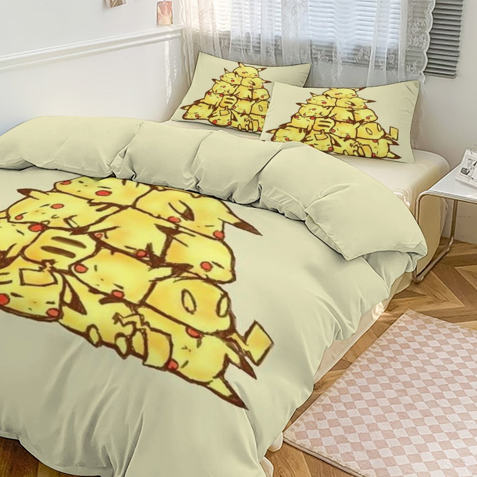 Pokemon Bedding Set Anime Three Piece For Boys Girls Teens King