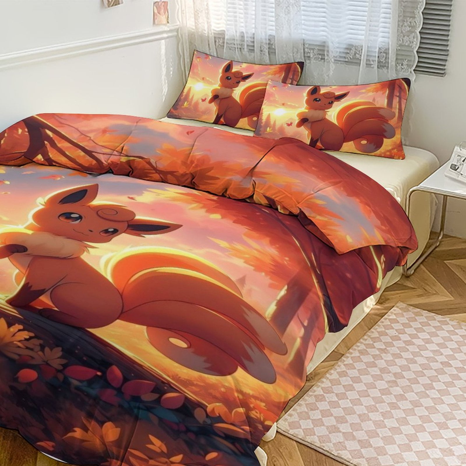 Pokemon Bedding Set Anime Three-piece for Boys Girls Teens Queen ...