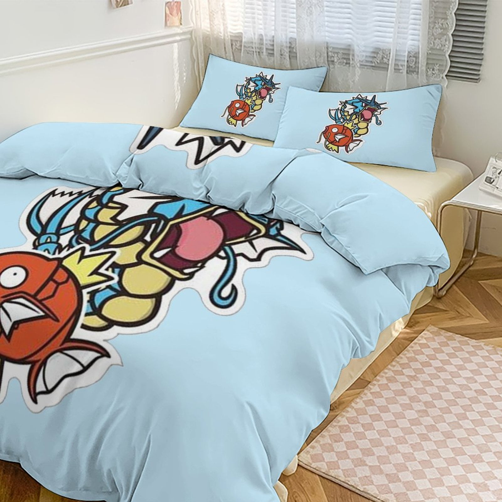 Pokemon Bedding Set Anime Three-piece for Boys Girls Teens Queen ...