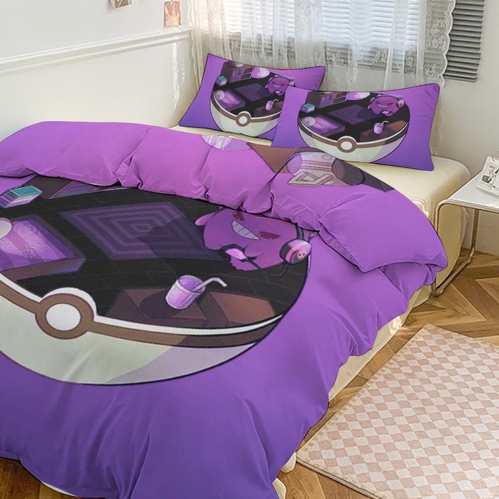 Pokemon Bedding Set Anime Three-piece for Boys Girls Teens Queen ...