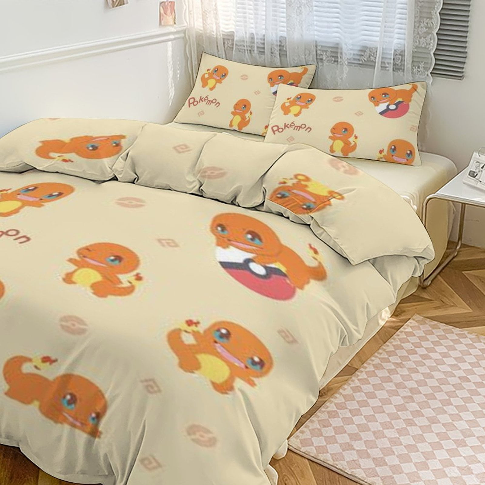 Pokemon Bedding Set Anime Three-piece for Boys Girls Teens Queen ...
