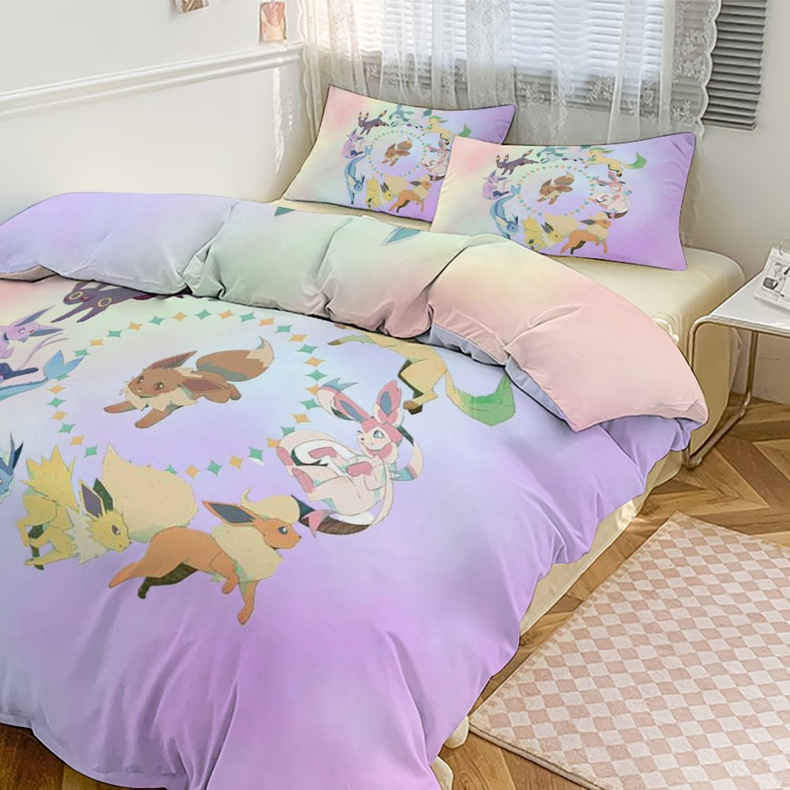 Pokemon Bedding Set Anime Three-piece for Boys Girls Teens Queen ...