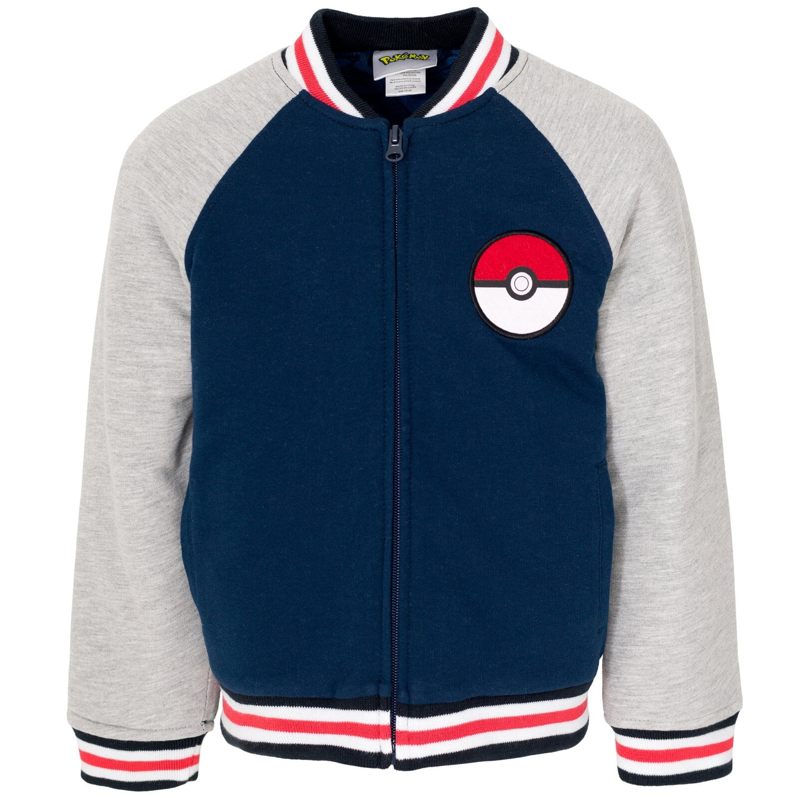 Pokemon Official Licensed Big Boys French Terry Zip Up Varsity Bomber ...