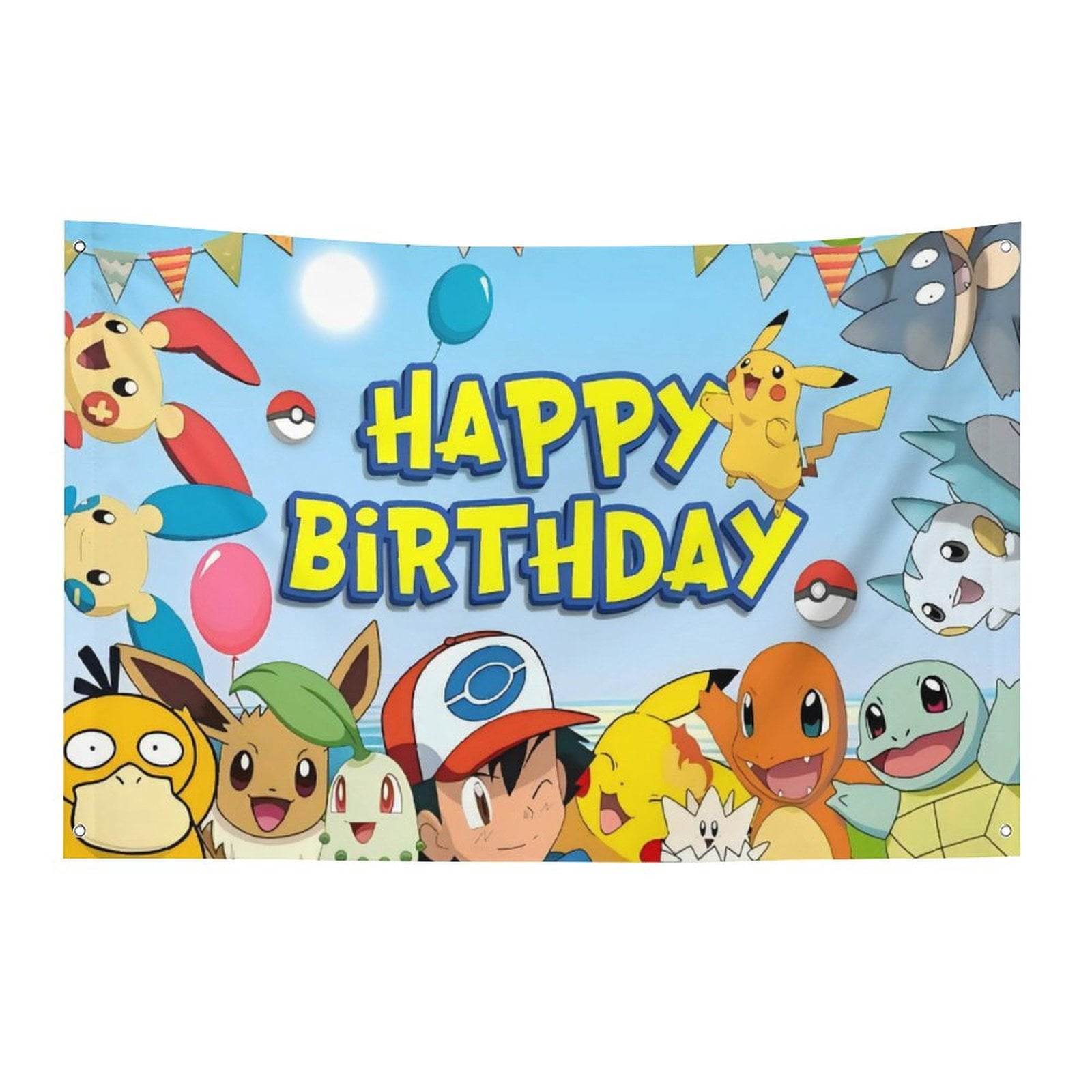 Pokemon Birthday Flag Banner Funny Poster Wall Flag College Dorm Room ...