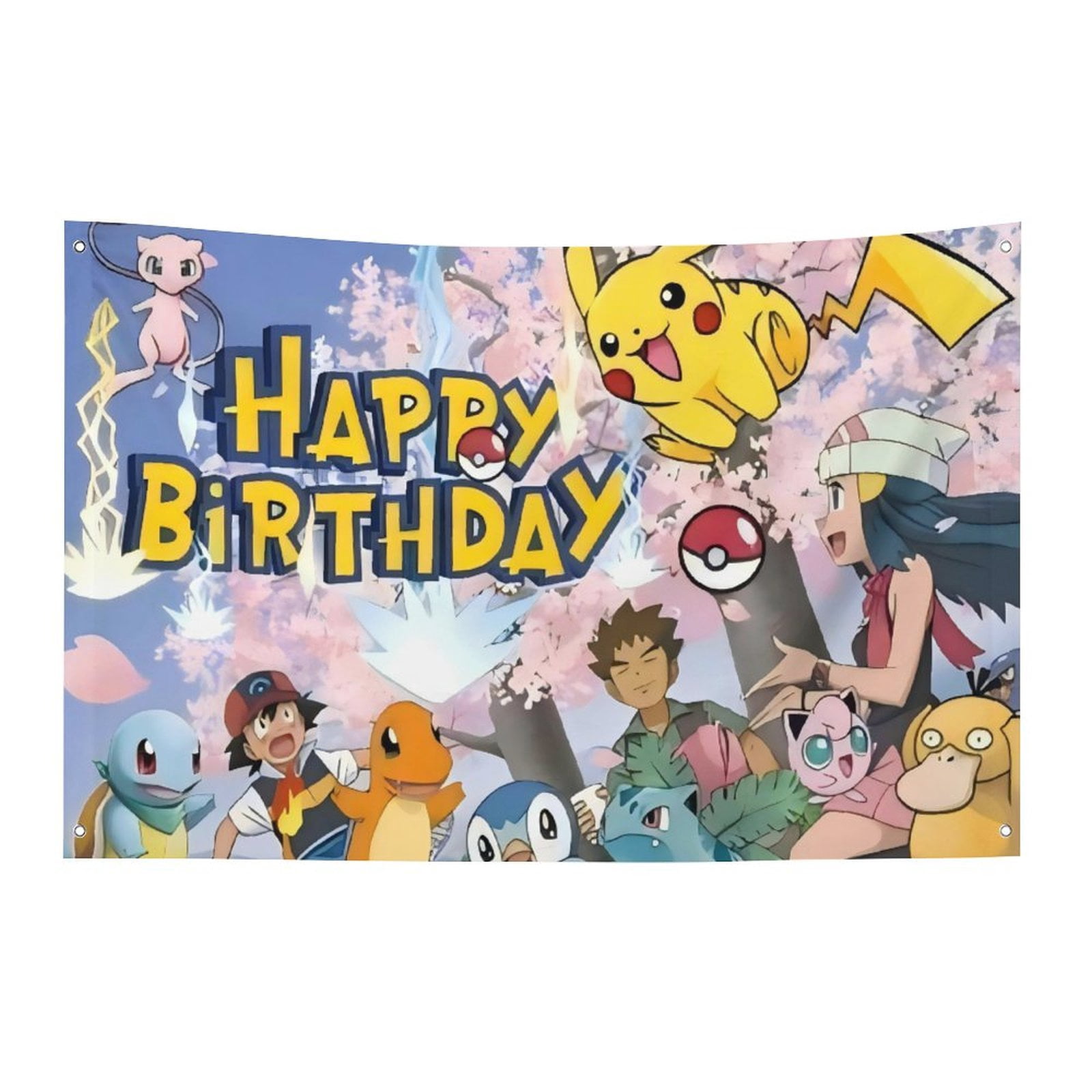 Pokemon Birthday Flag Banner Funny Poster Wall Flag College Dorm Room ...