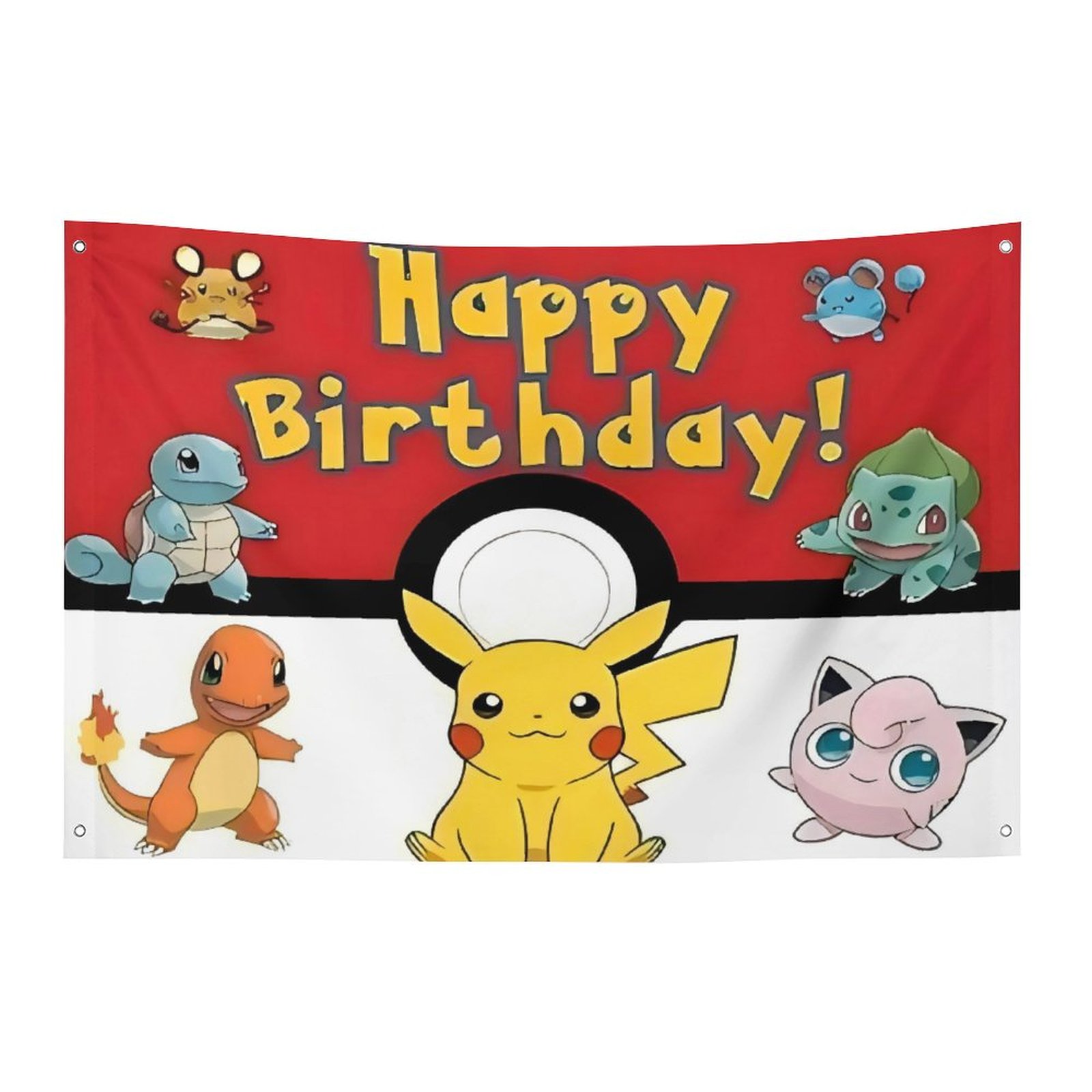 Pokemon Birthday Flag Banner Funny Poster Wall Flag College Dorm Room ...