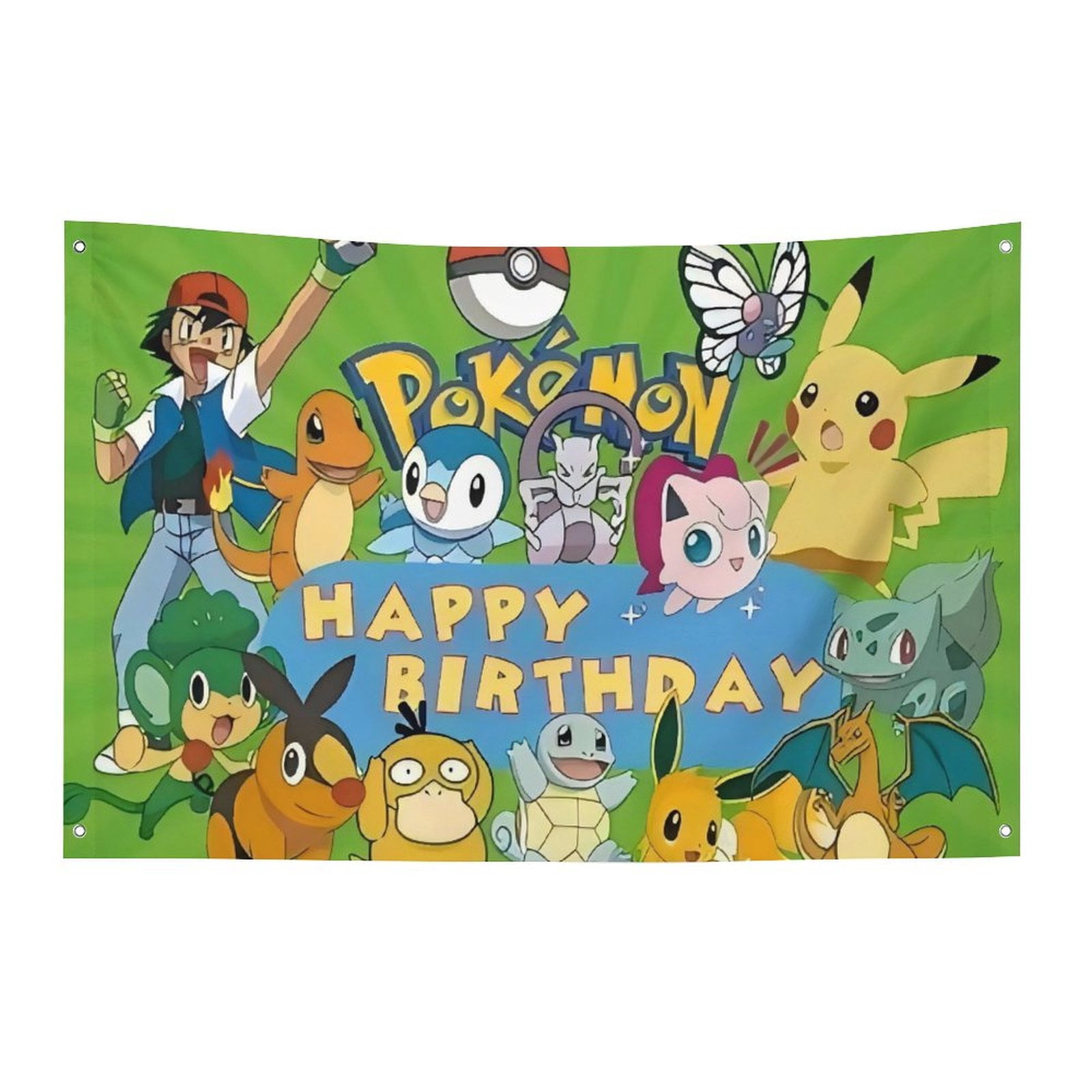 Pokemon Birthday Flag Banner Funny Poster Wall Flag College Dorm Room ...