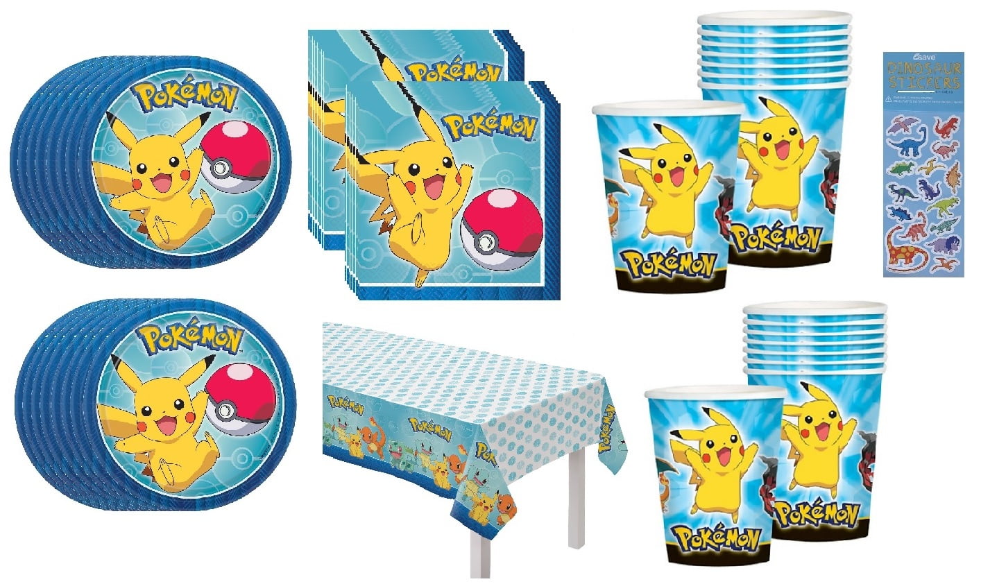 Pokemon Birthday Party Supplies Bundle Includes 16 Party Paper Plates 7 ...