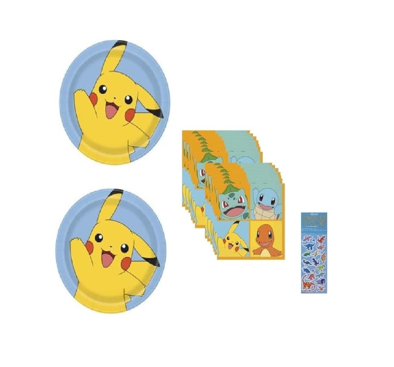 Pokemon Birthday Party Supplies Bundle includes 16 Paper Plates 9", 16 ...