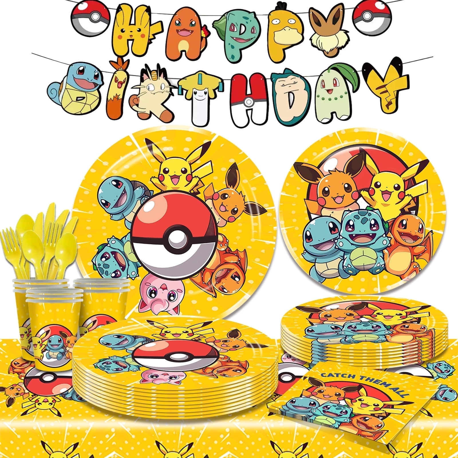 Pokemon Birthday Party Supplies, Pikachu Party Decorations & Pikachu ...