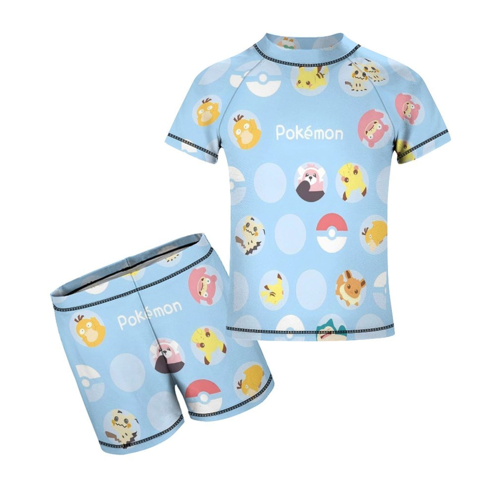 Pokemon Boys 2 piece swimsuit set short sleeve 8-10Y（130cm）swimsuit ...