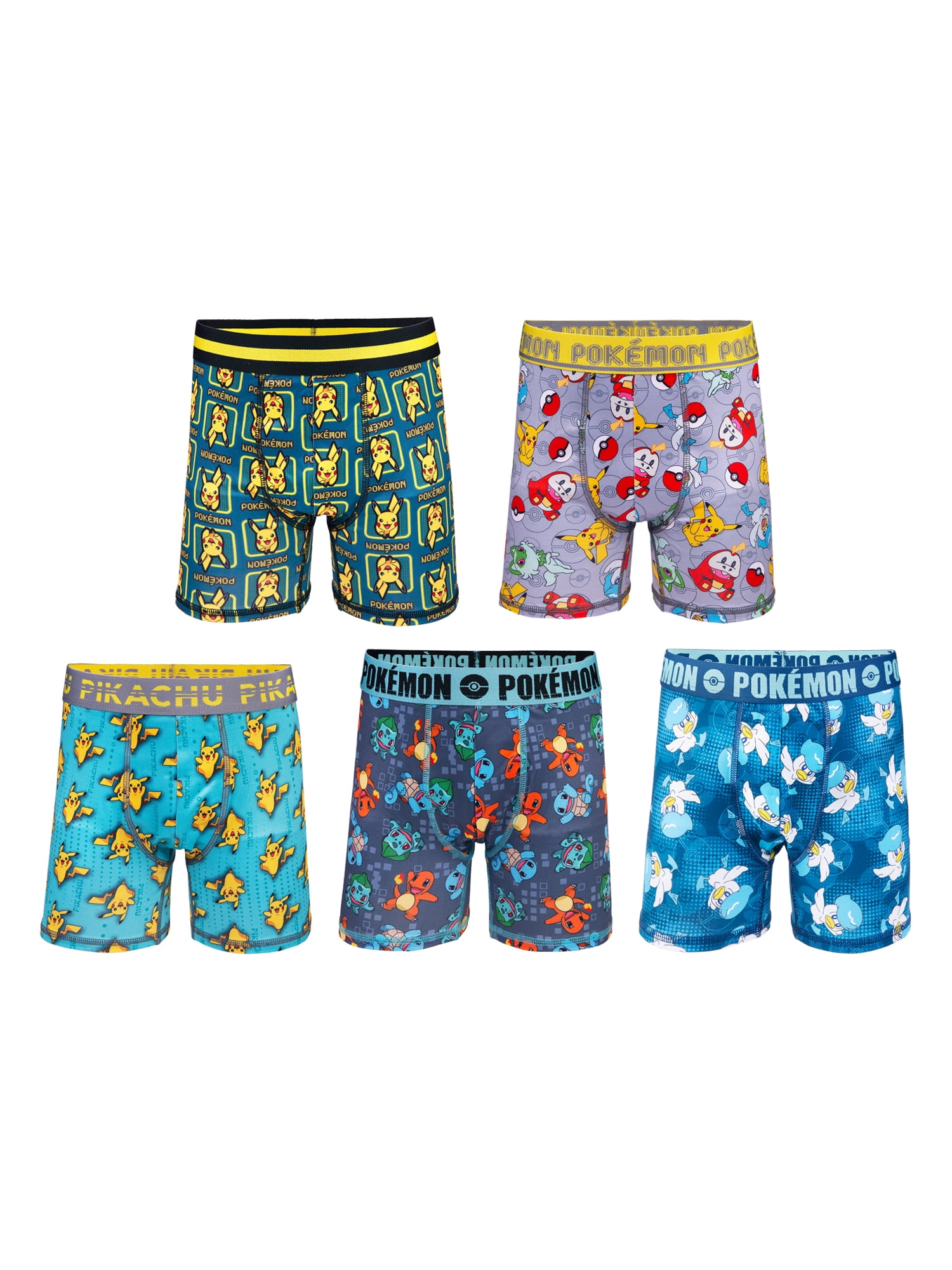 Pokemon Boys Athletic Boxer Brief Character Underwear, 5-Pack, Sizes XS ...