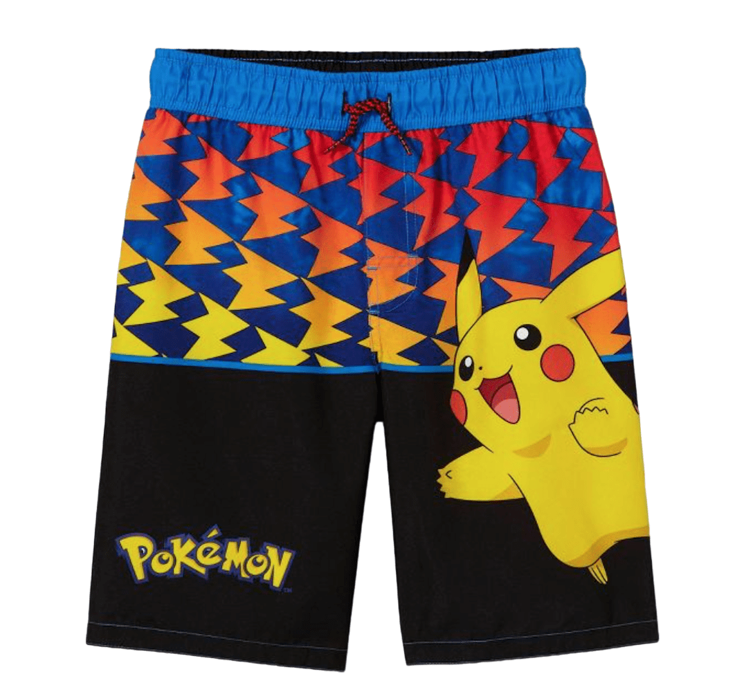 Pokemon Boys Bathing Suit Kids Pikachu Swim Trunks Size 5-6 Black ...