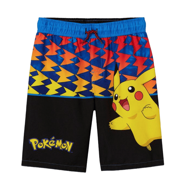 Pokemon Boys Bathing Suit Kids Pikachu Swim Trunks Size 5-6 Black ...