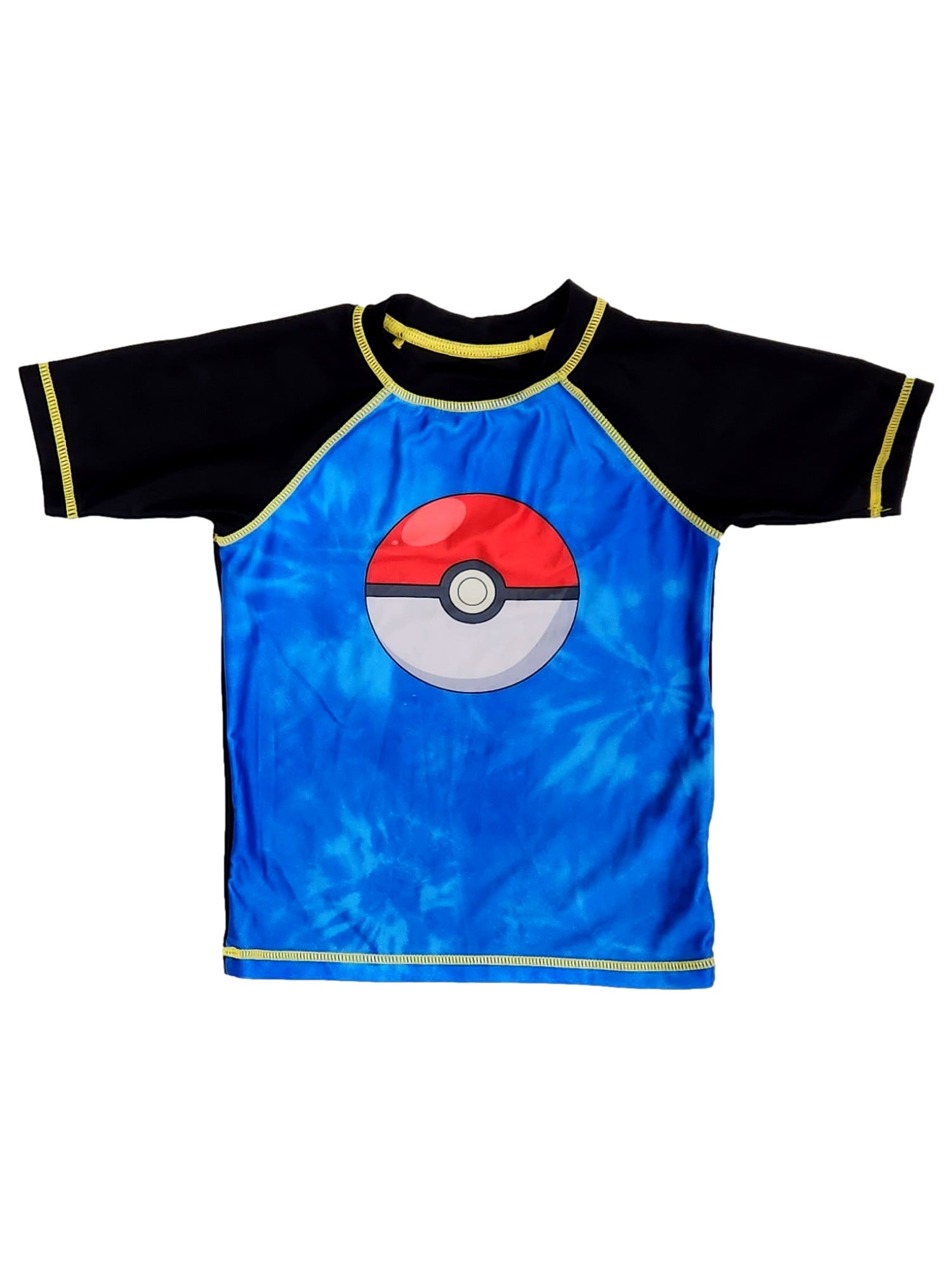 Pokemon Boys Black & Blue Pokemon Pokeball Rash Guard Swim Shirt Size 4 ...