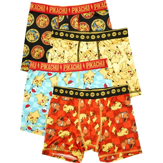 Pokemon Boys Boxer Brief Underwear 4-Pack XS-XL Vibrant Elastic ...