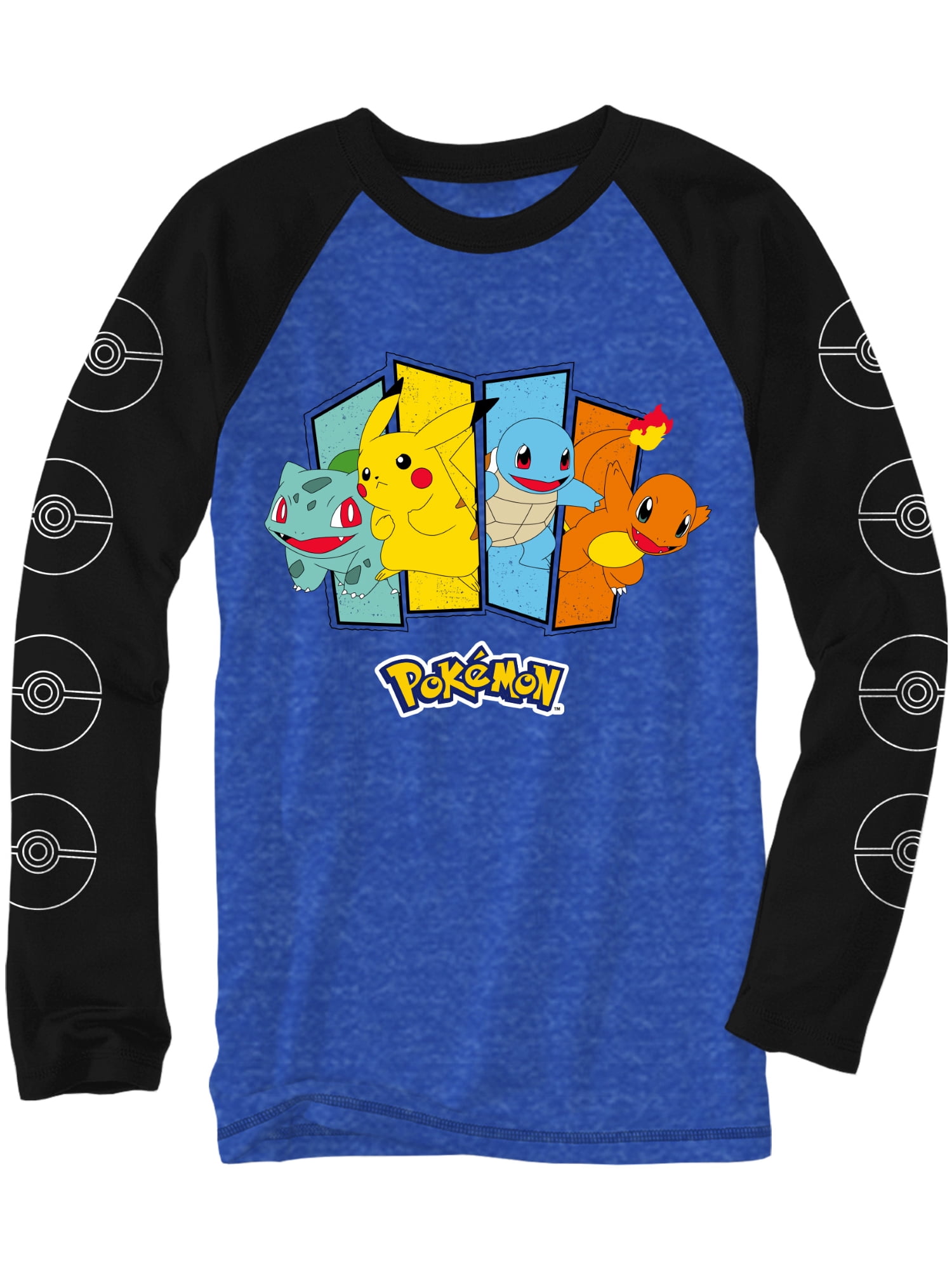 Pokemon Boys' Classic Starter Group Long Sleeve Raglan T-Shirt, Sizes ...