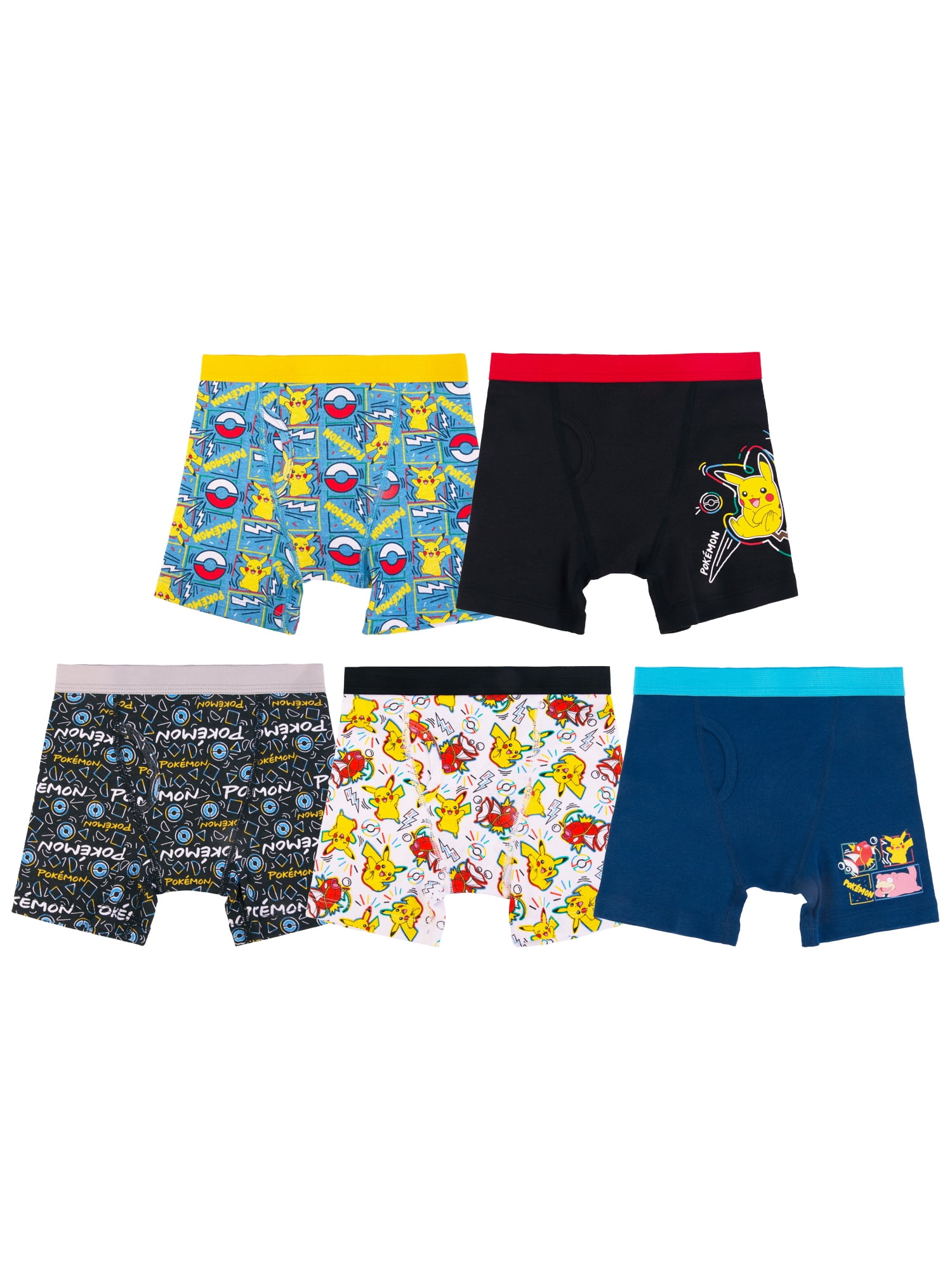 Pokemon Boys Cotton Boxer Brief 5 Pack Size 4-8 Comfortable Tagless ...