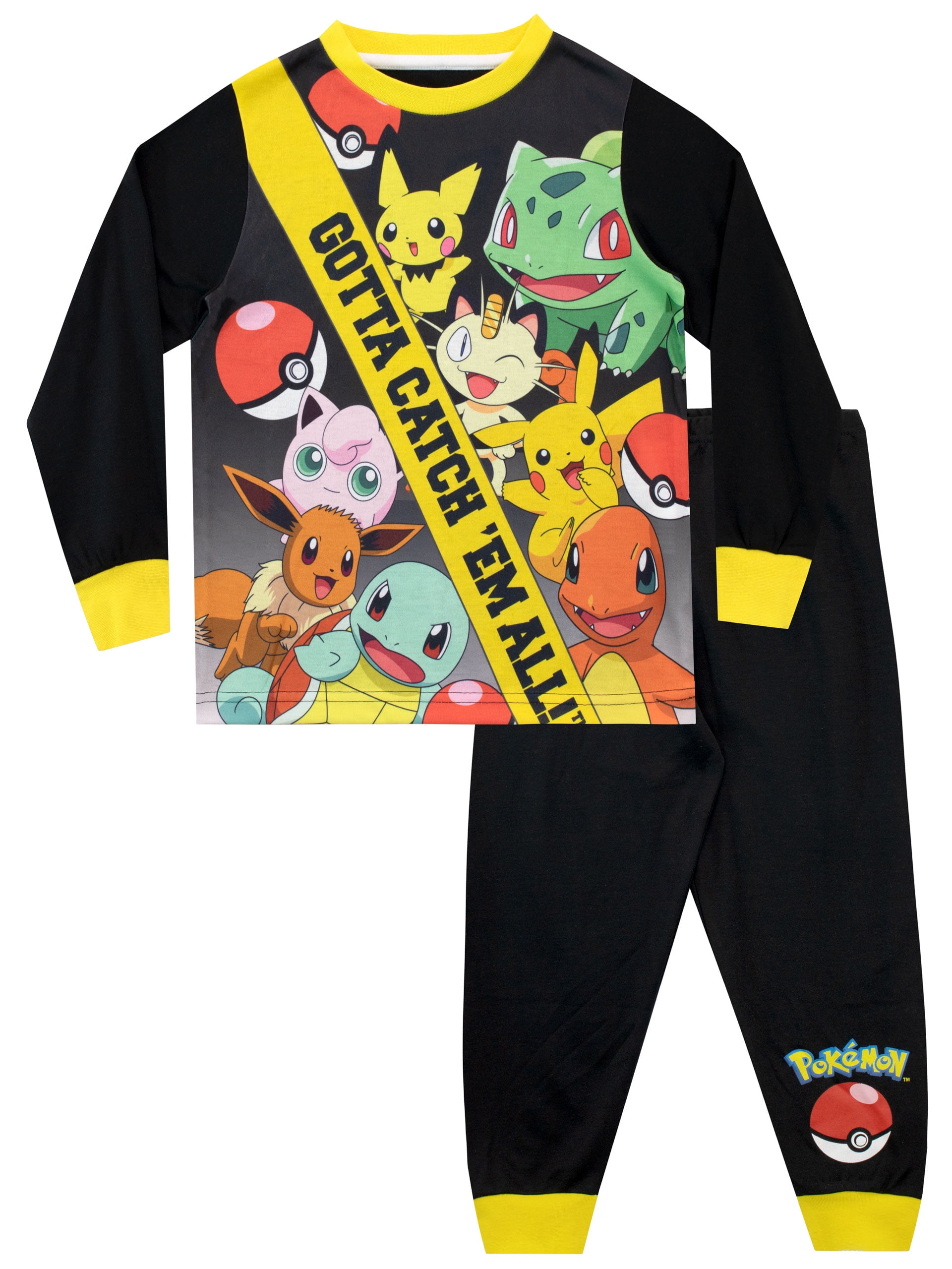 Walmart Pokemon Boys Pikachu PJs Sleepwear, 'Gotta Catch Em' All' Black ...
