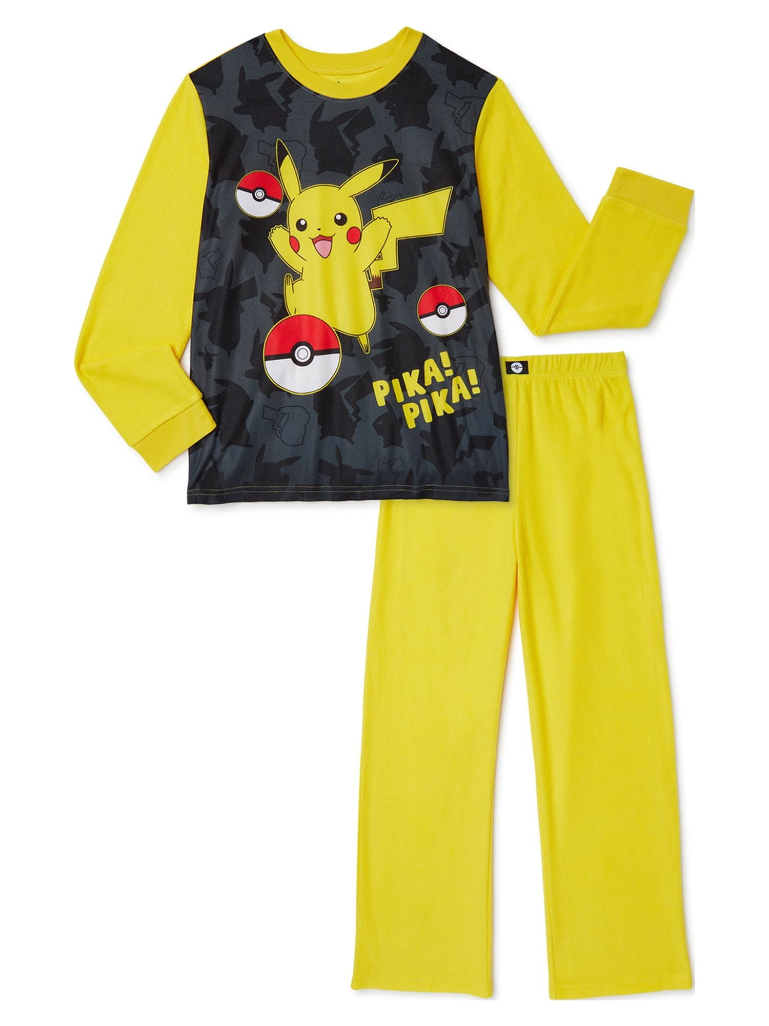 Pokemon Boys Long Sleeve Pajama Set Pikachu 2-Piece Sleepwear Sizes 4 ...