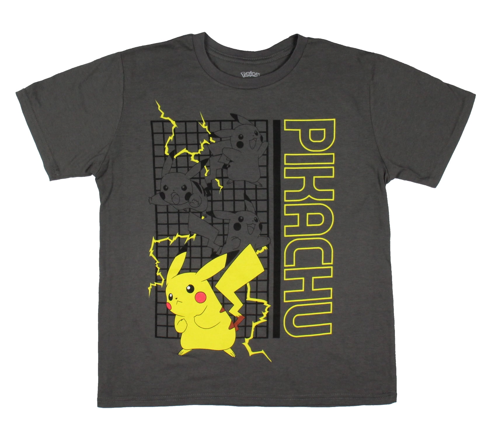Pokemon Boys' Pikachu Grid Graphic Tee Top T-Shirt Short Sleeves For ...