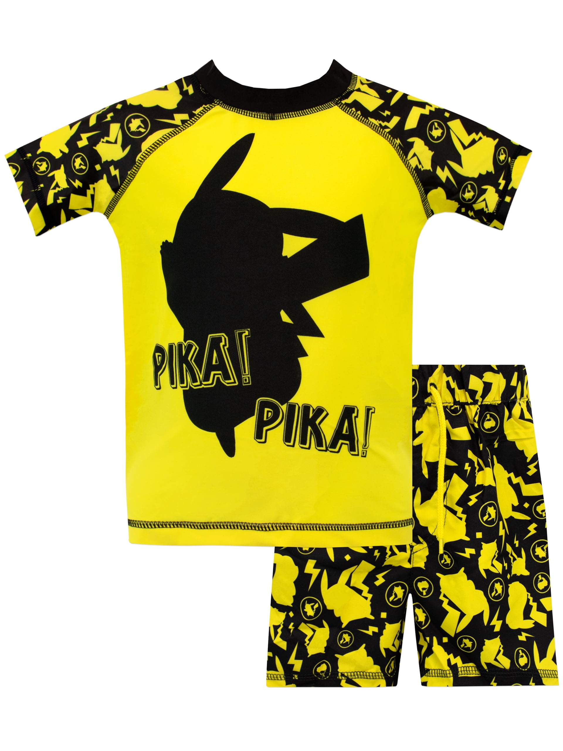 Pokemon Kids Pikachu Swimwear Set, Bathing Suit Trunks & Shirt, Sizes 4 ...
