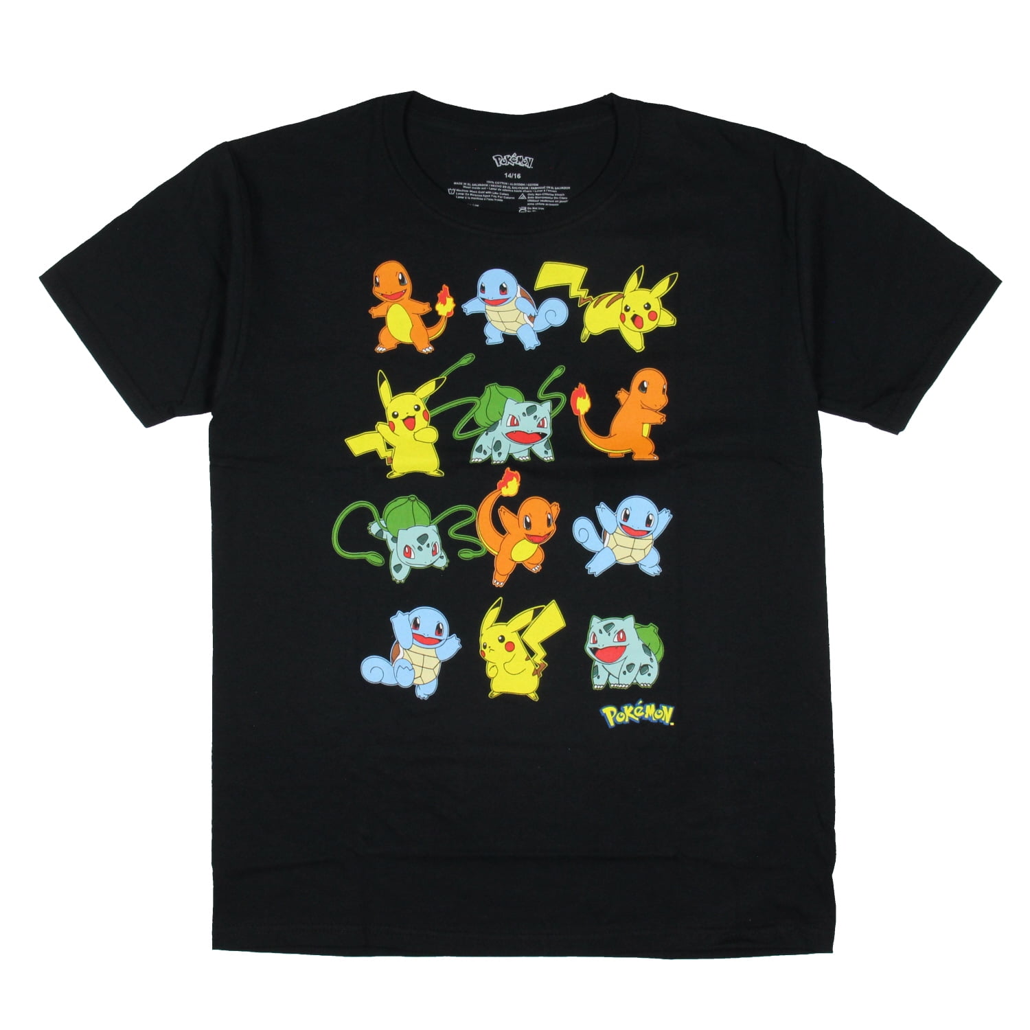 Pokemon Boys' Twelve Character Grid Gaming Short Sleeve T-Shirt ...