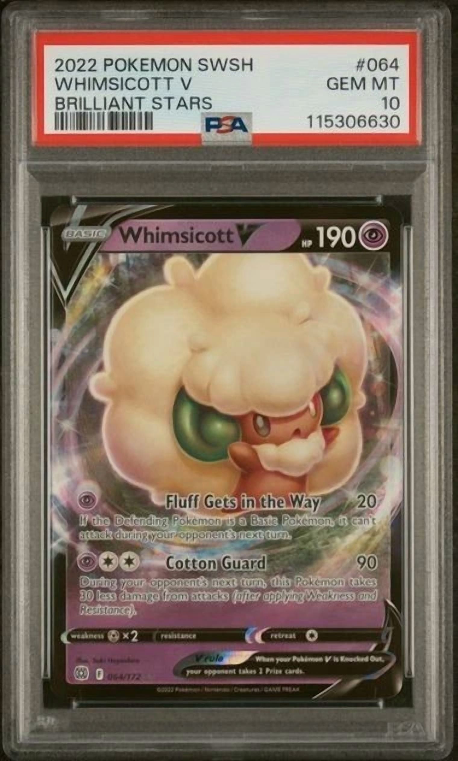 Pokemon Brilliant Stars Whimsicott V 064 PSA 10 - Walmart.com