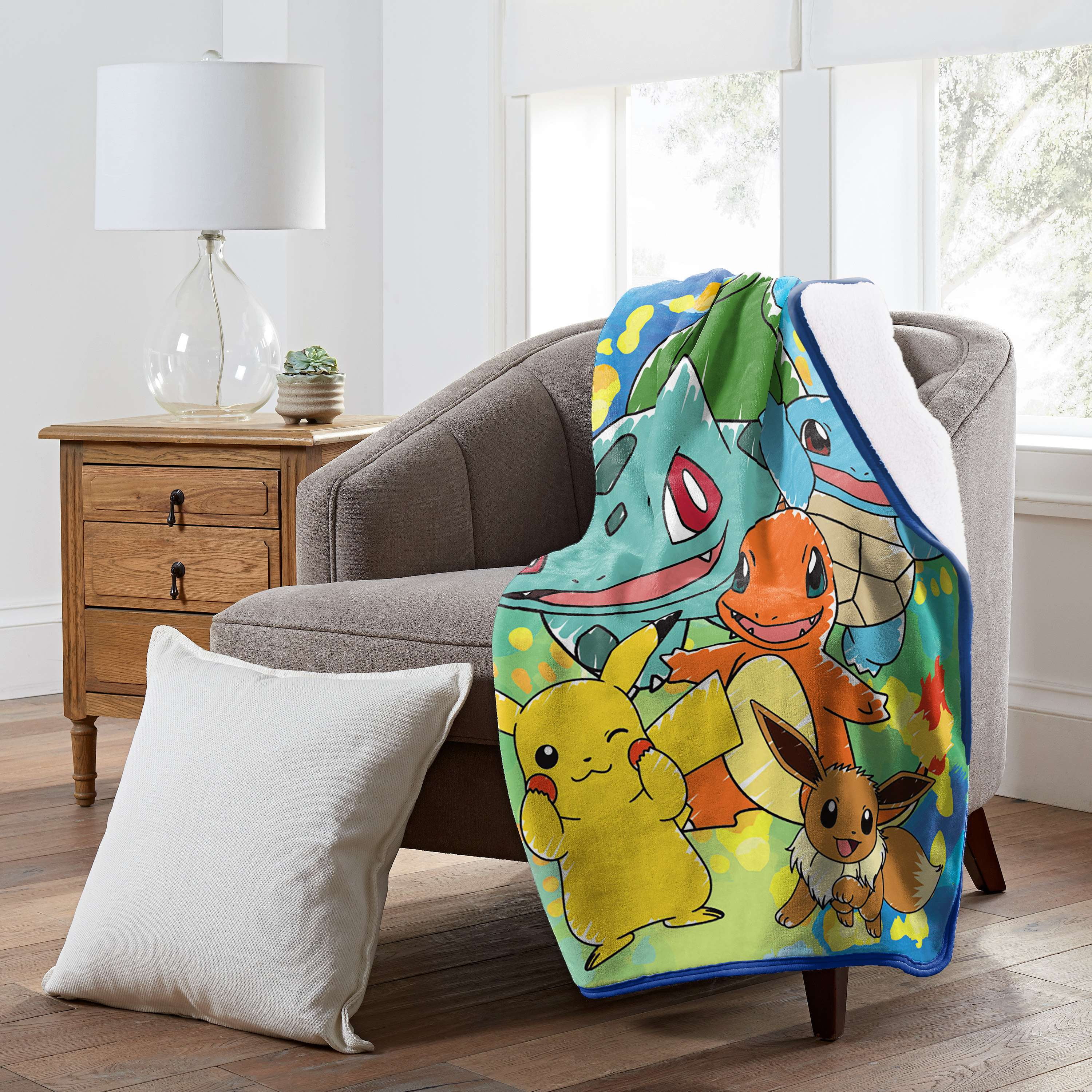 Pokemon Brushy Pokemon Silk Touch Throw Blanket with Sherpa Reverse, 46 ...